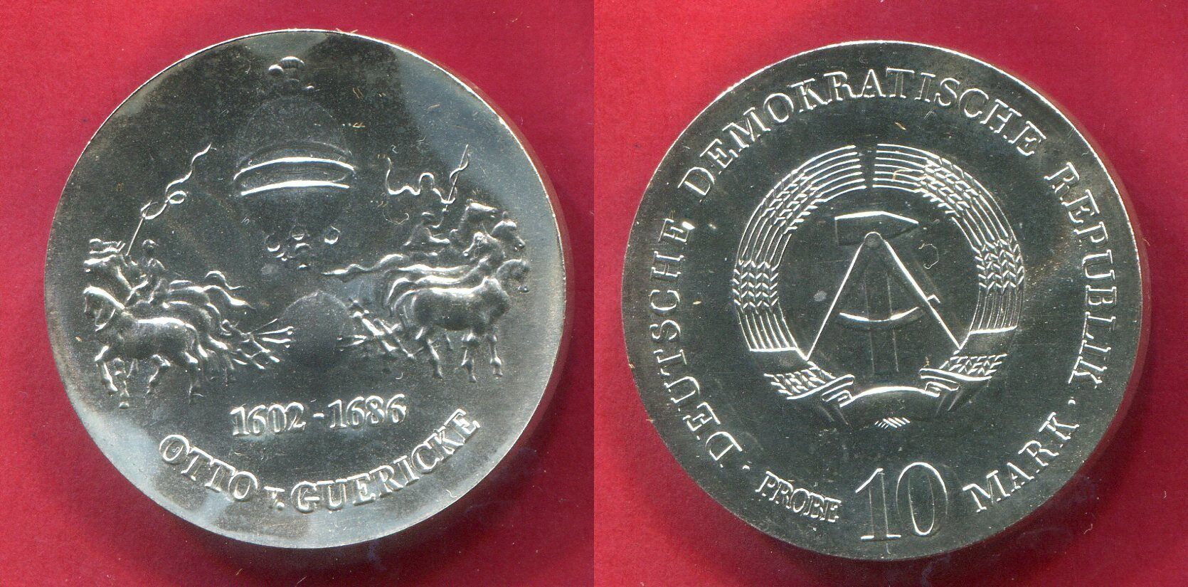 Eastern Germany DDR GDR 10 Mark 1977 Otto von Guericke Probe Pattern ...