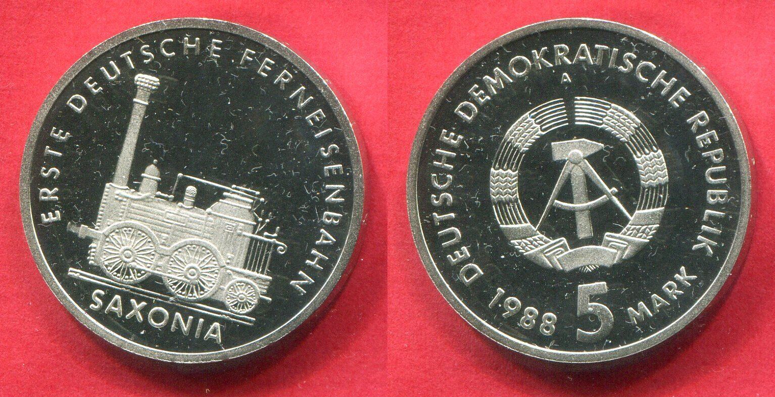 Deutsche Demokratische Republik, DDR 5 Mark Gedenkmünze 1988 A Saxonia ...