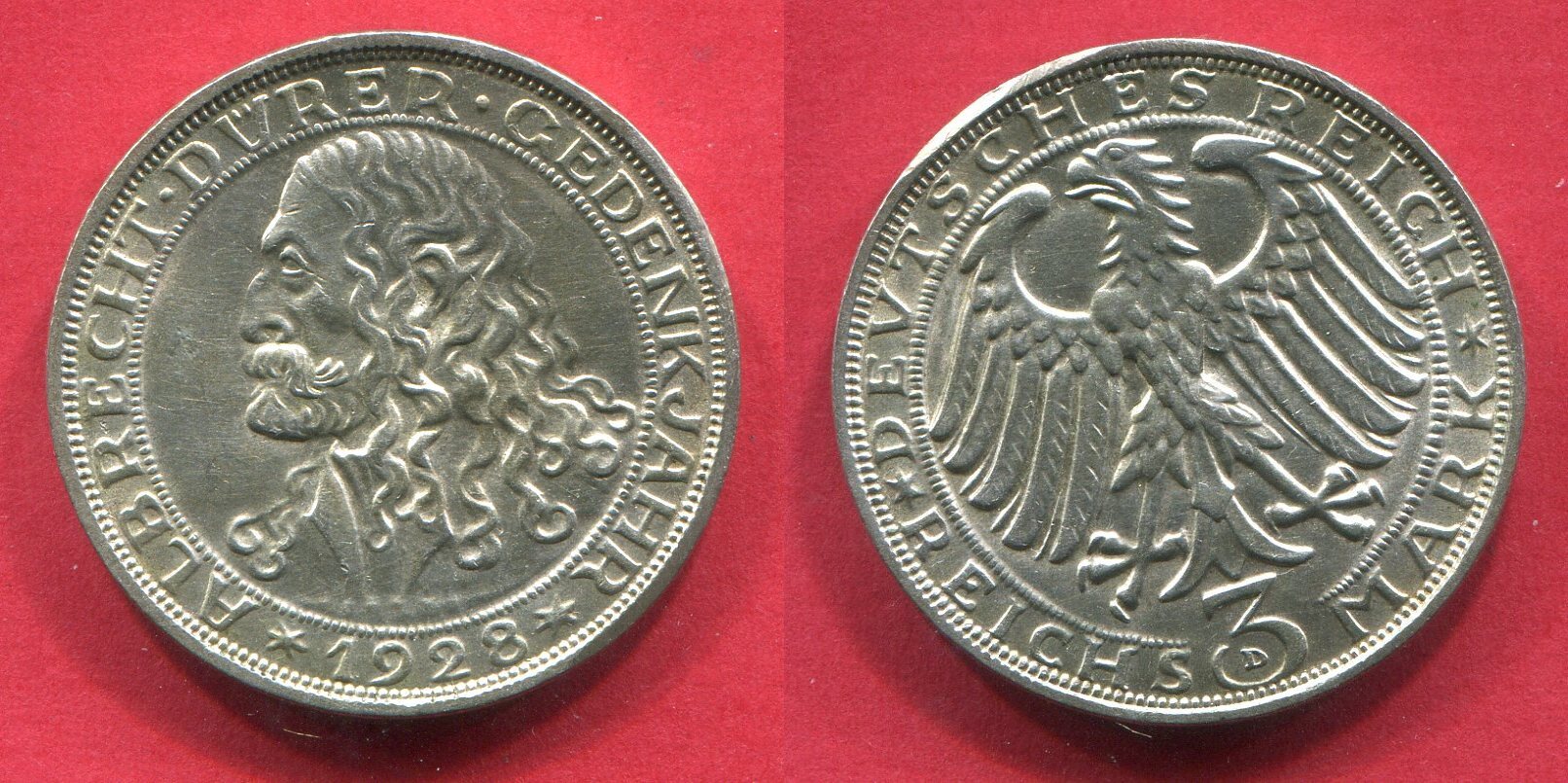 Weimarer Republik Deutsches Reich 3 Mark 1928 D 400. Todestag von ...