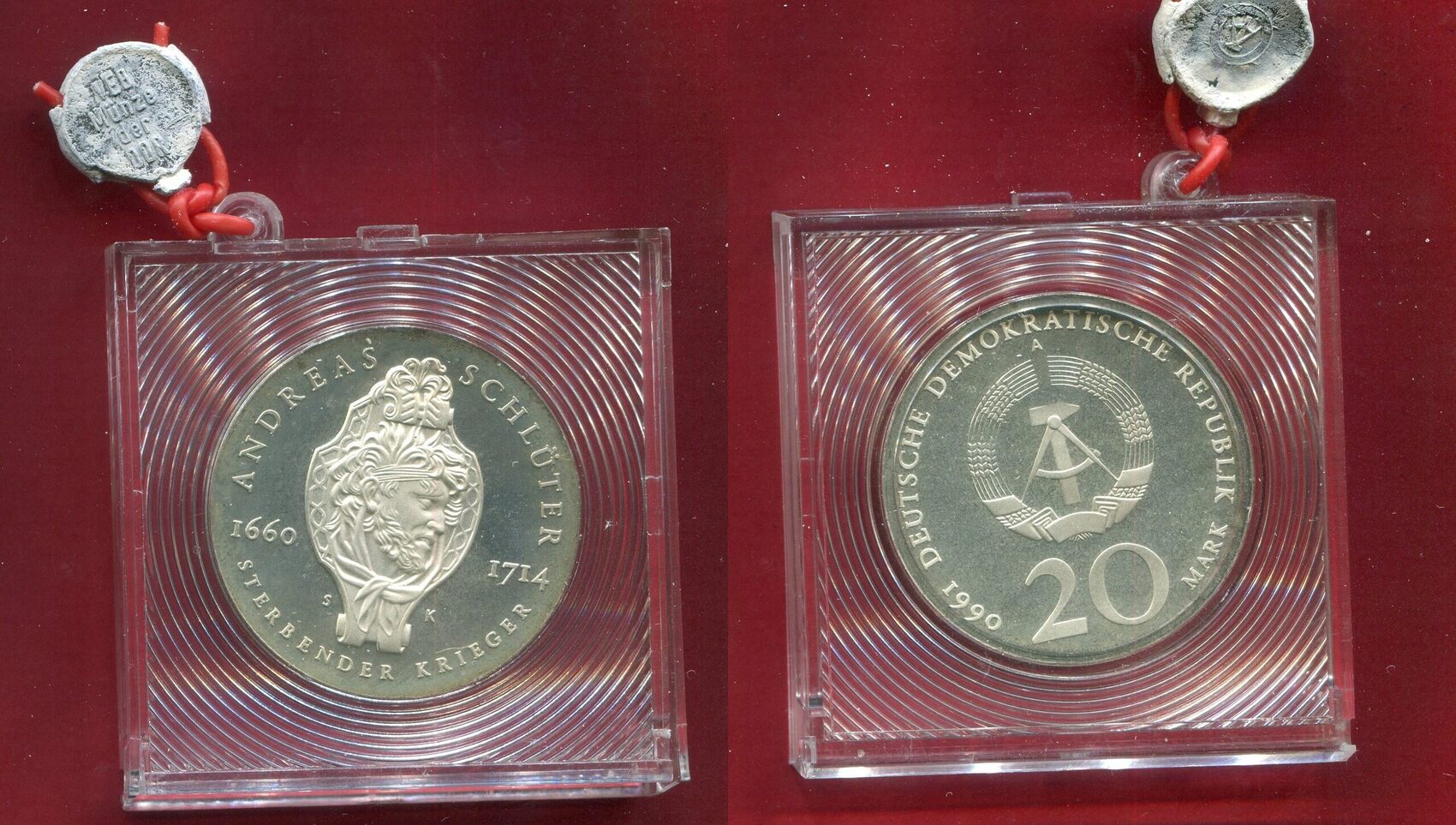 Eastern Germany DDR GDR 20 Mark 1990 275. Todestag von Andreas Schlüter ...