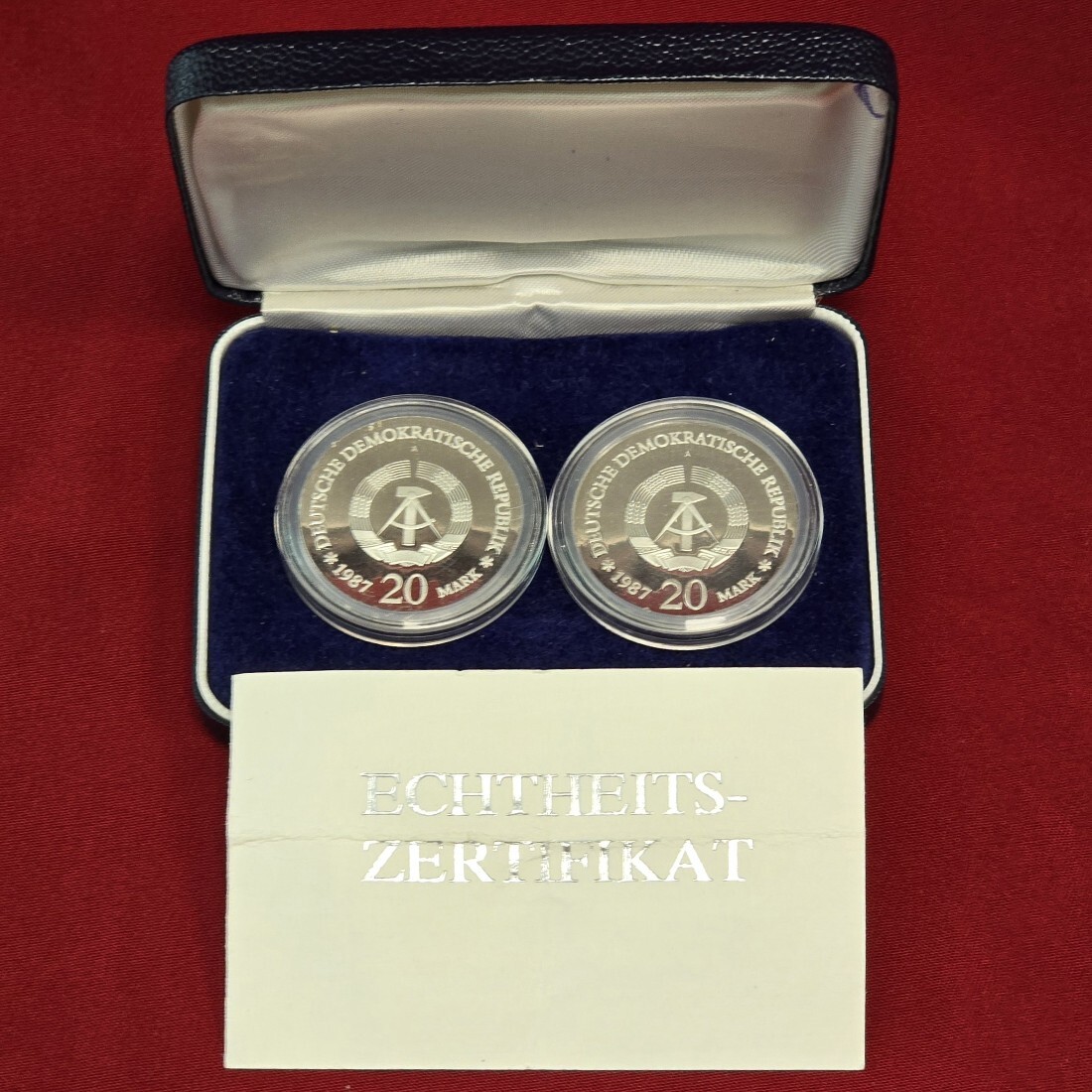 Germany-Democratic Rep 2 x 20 Mark Silbermünzen 1987-A Historisches ...
