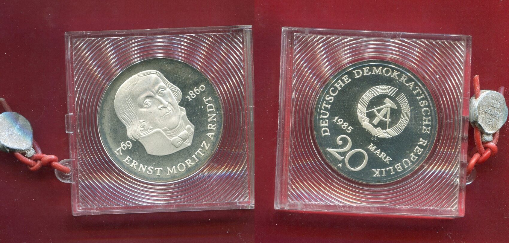 DDR 20 Mark Silbermünze 1985 125. Todestag von Ernst Moritz Arndt PP Proof sealed | MA-Shops