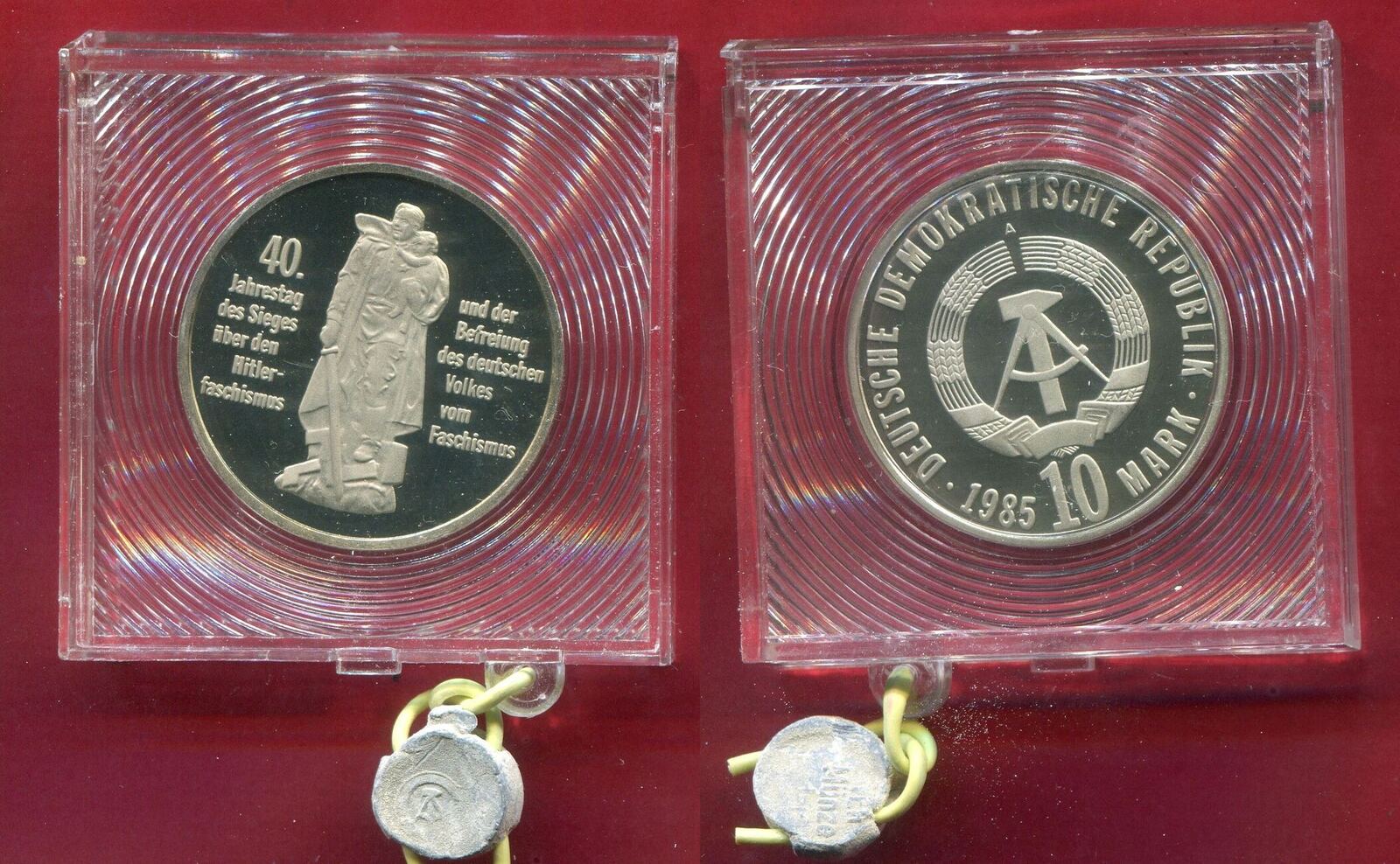 Eastern Germany DDR GDR 10 Mark Gedenkmünze Silber 1985 40.Jahrestag Befreiung vom Faschismus PP ...