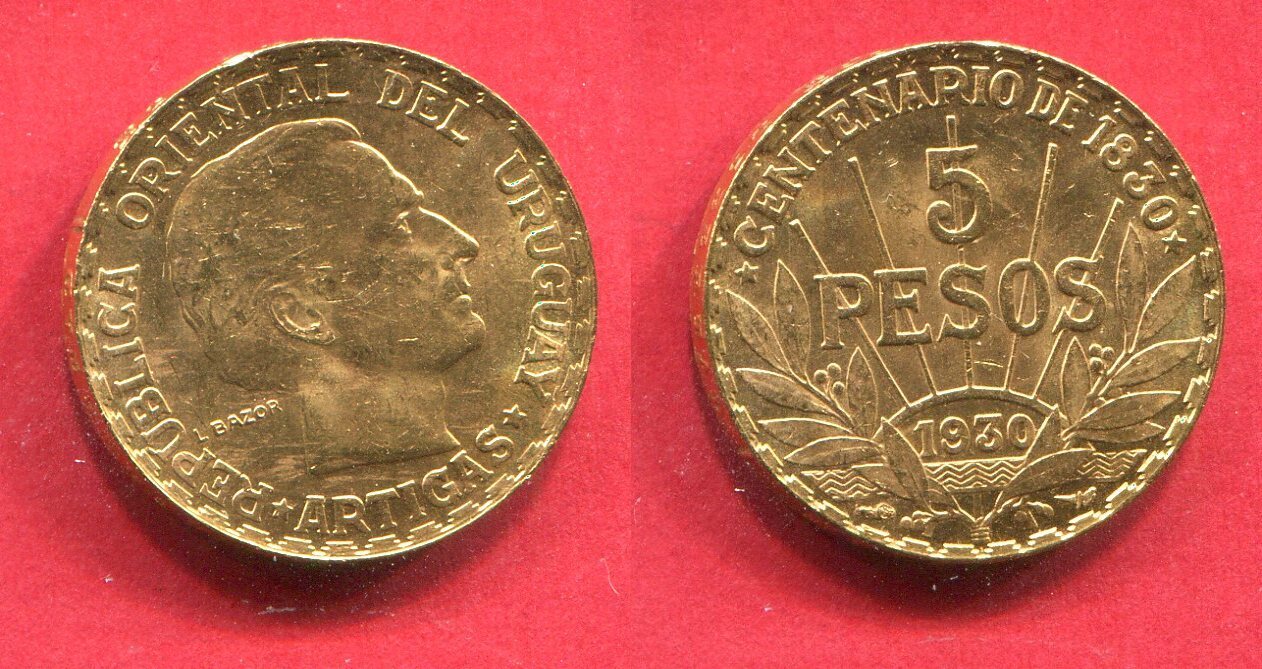 Uruguay 5 Peso 1930 Only 14.415 issued - Very Rare Coin USA Unc | MA-Shops