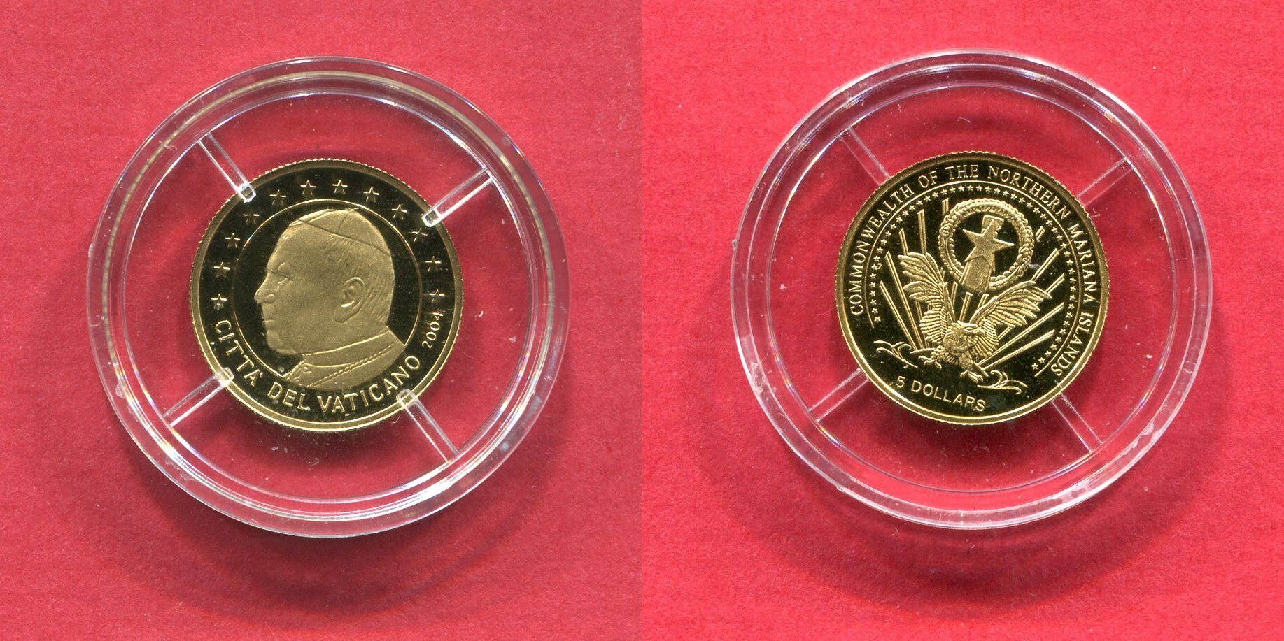 Nördliche Marianen 5 Dollars Minigoldmünze 2004 Vatikan (1/25 oz) proof ...