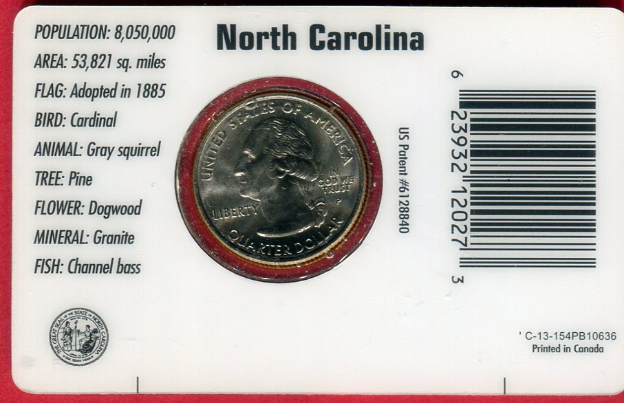 USA Quarter Dollar 2001 North-Carolina 1789 - First Flight BU in ...