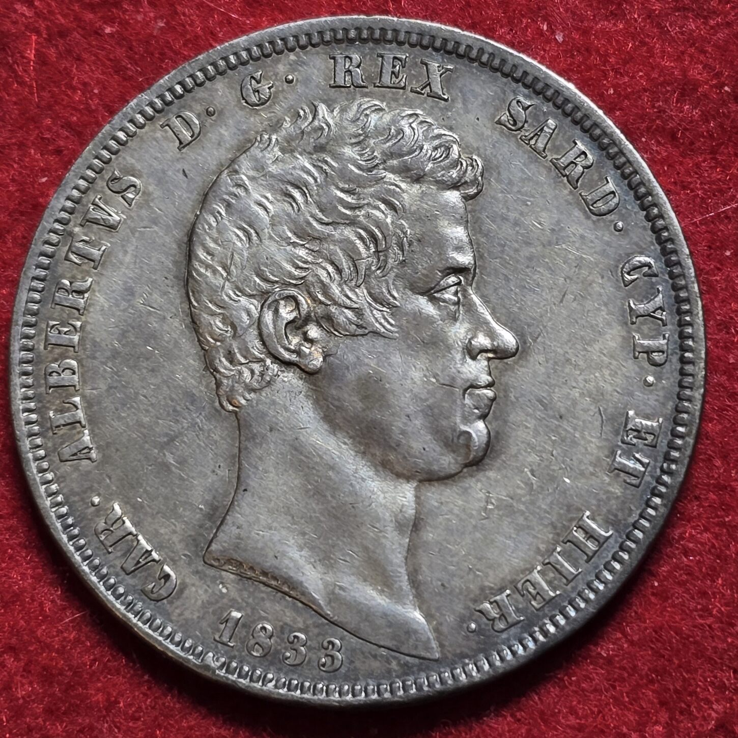 Sardinien Piemont Piedmont Sardinia 5 Lire 1833 Genoa Genua Carl Albert ...