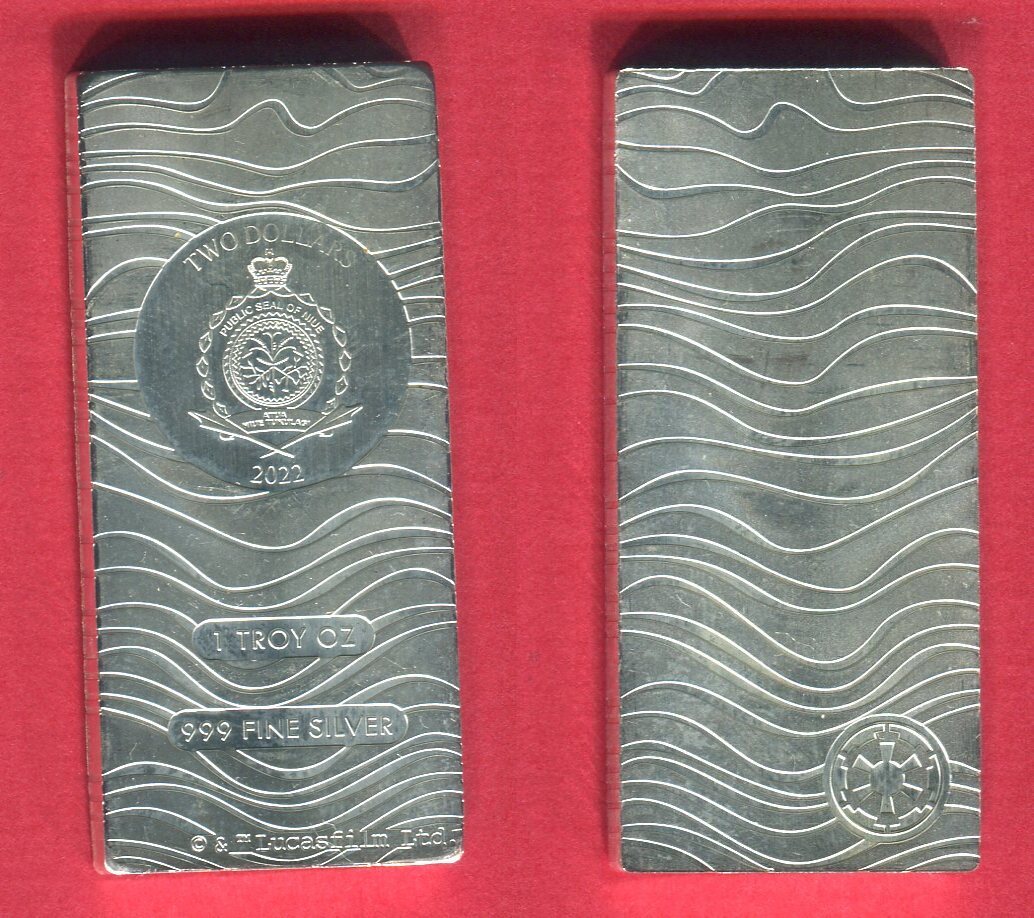 Niue 2 Dollars Barrenmünze 1 Unze 2022 Star Wars - Mandalorian Beskar ...
