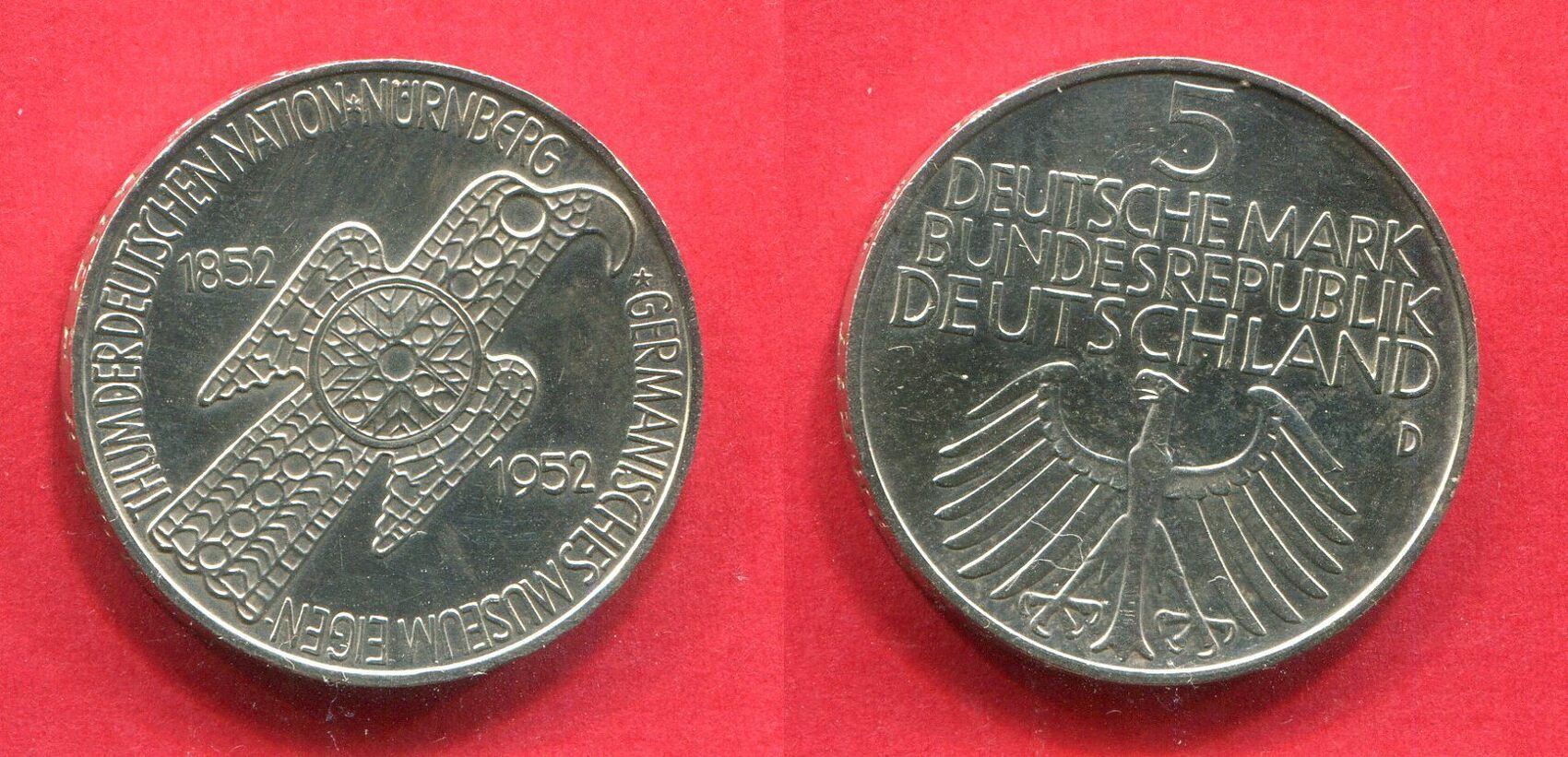 Bundesrepublik Deutschland, Germany FRG 5 DM 1952 D Germanisches Museum ...