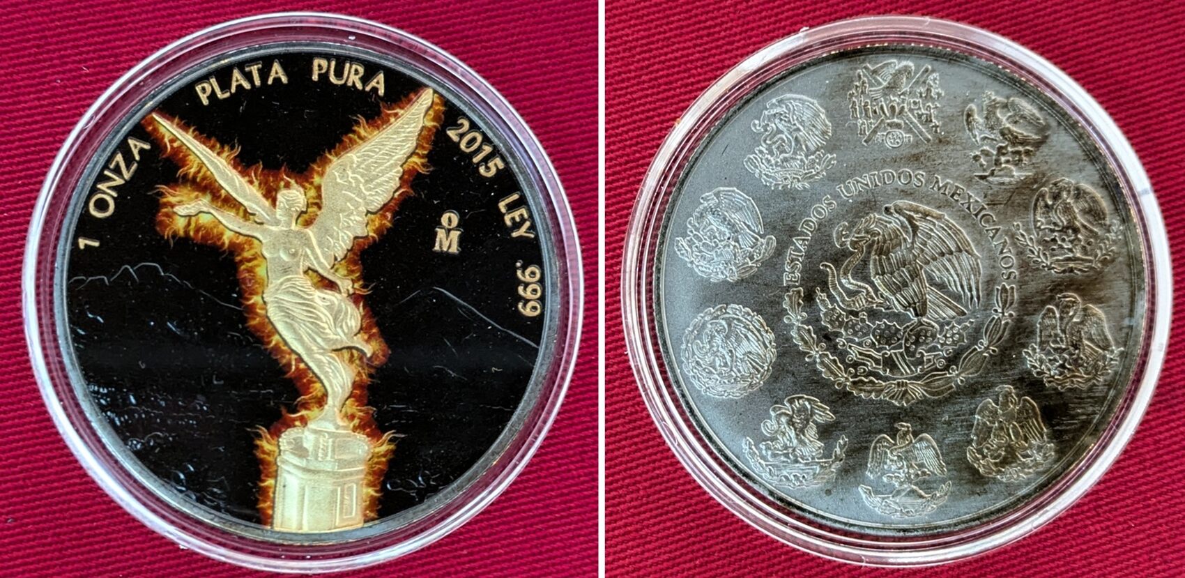 Mexiko 1 Onza Silbermünze - 1 Unze Silber 2015 Burning Libertad ...