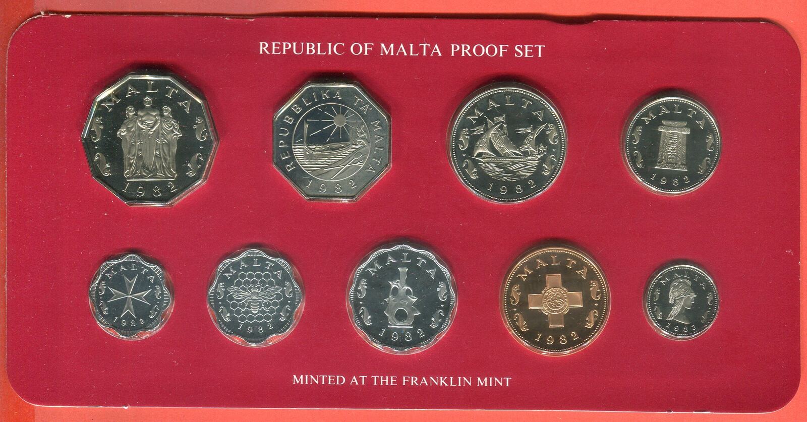 Malta Kursmünzensatz 2 Mils bis 50 Cent 1982 Decimal Proof Set Proof original coinset | MA-Shops