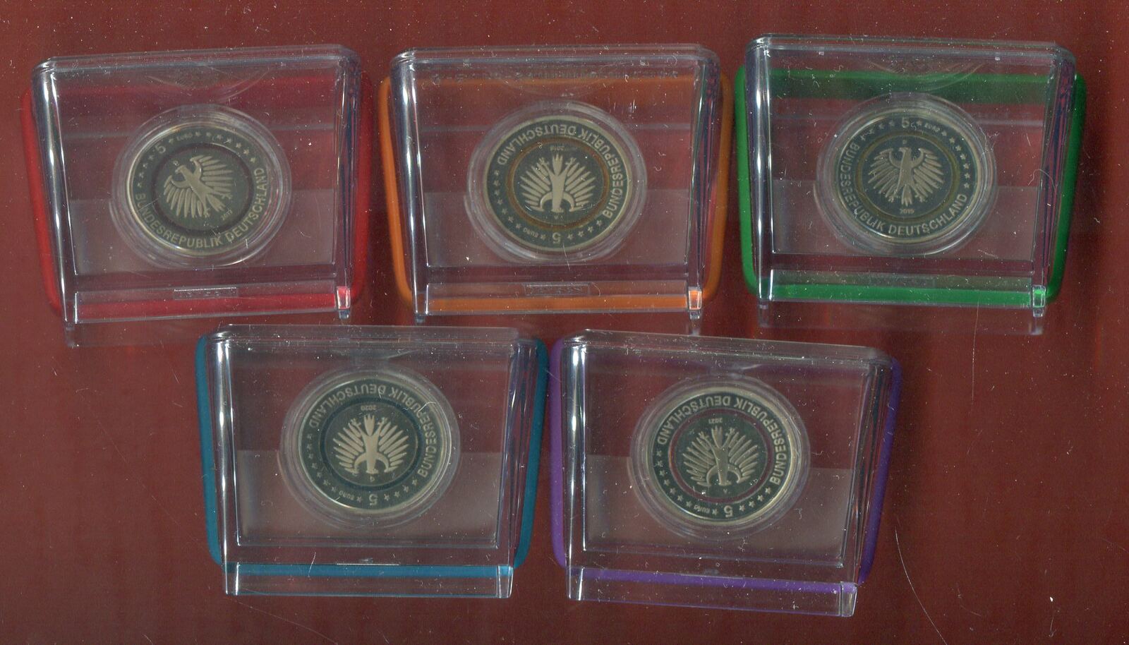 Bundesrepublik Deutschland 5 x 5 Euro Gedenkmünzen 2017-2021 Klimazonen ...