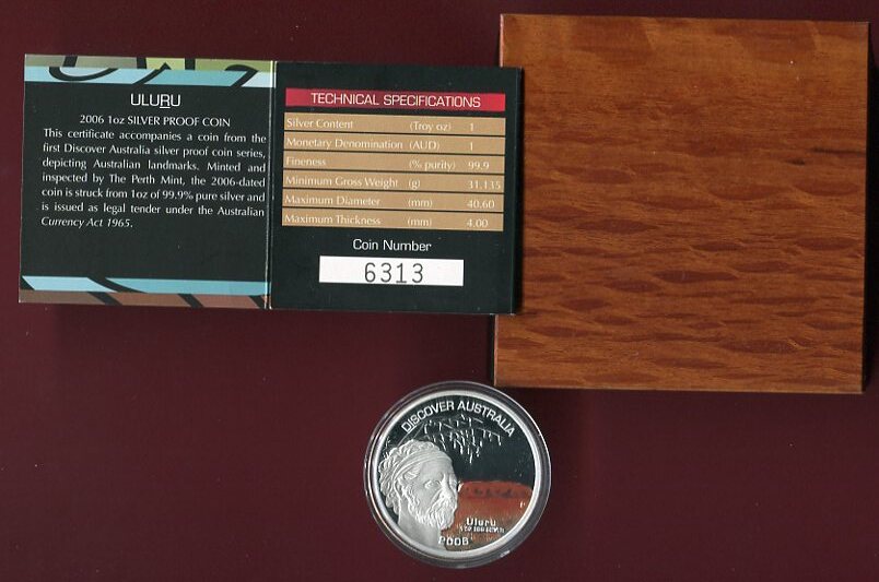 Australien 1 Dollar Silbermünze teilcoloriert 2006 Discover Australia ...