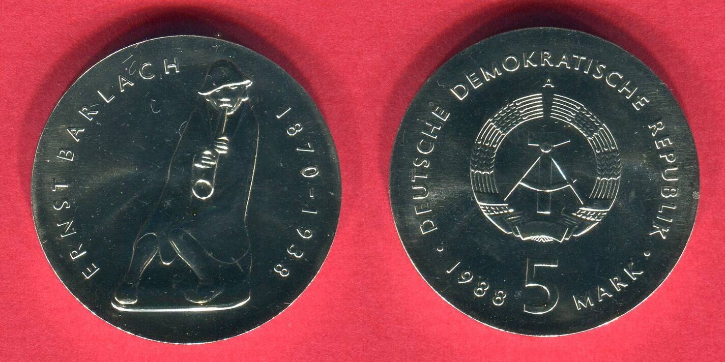 DDR 5 Mark Cu/Ni Neusilber 1988 Ernst Barlach 1870 - 1938 Unc | MA-Shops
