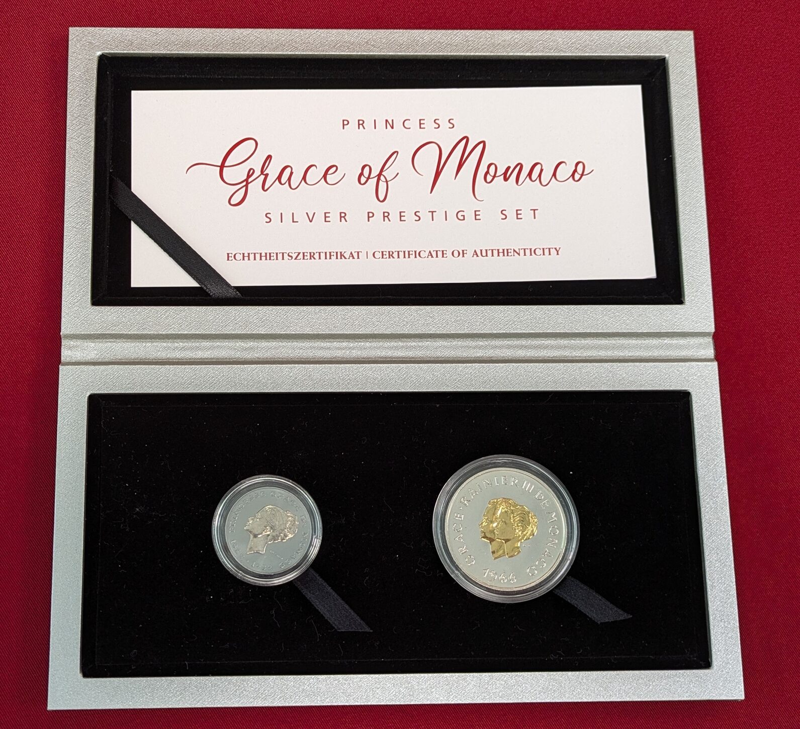 2 x 10 Francs Silbermünzen 1966 Princess Grace of Monaco Silver ...