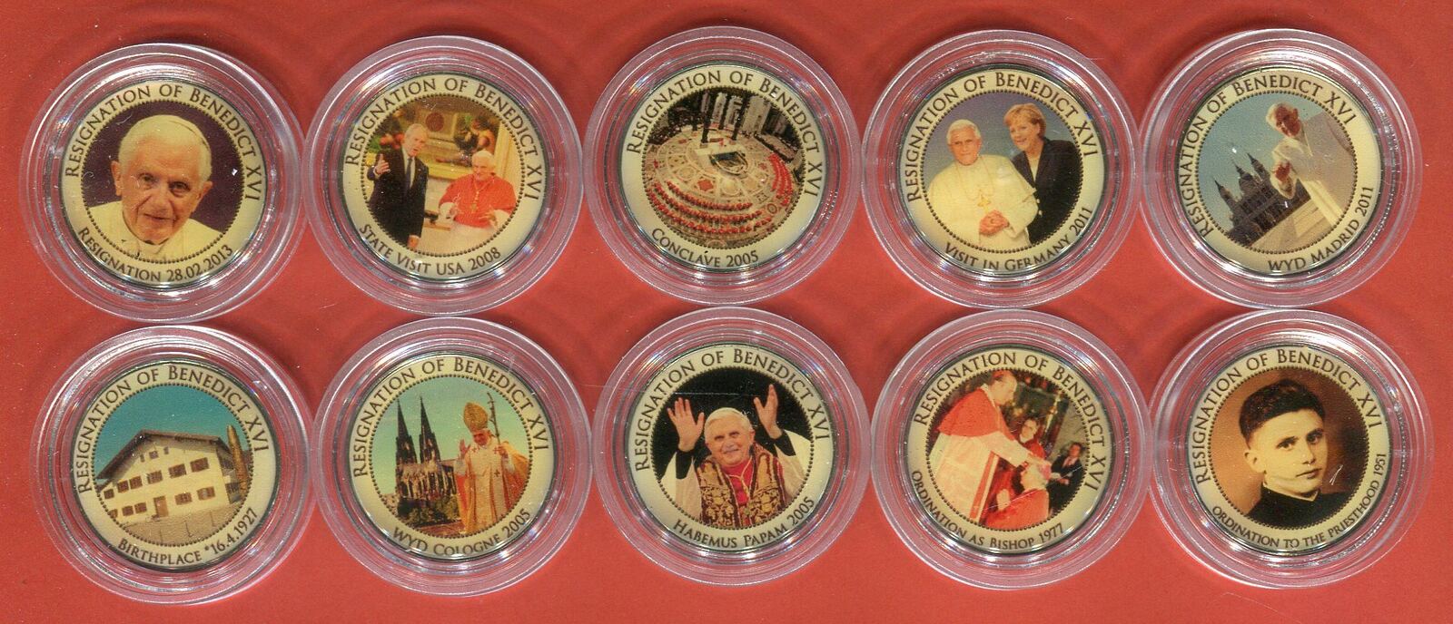 Italien 10 x 50 Lire Kursmünzen mit Farbauflage ohne Jahr Das Leben und die Resignation von ...