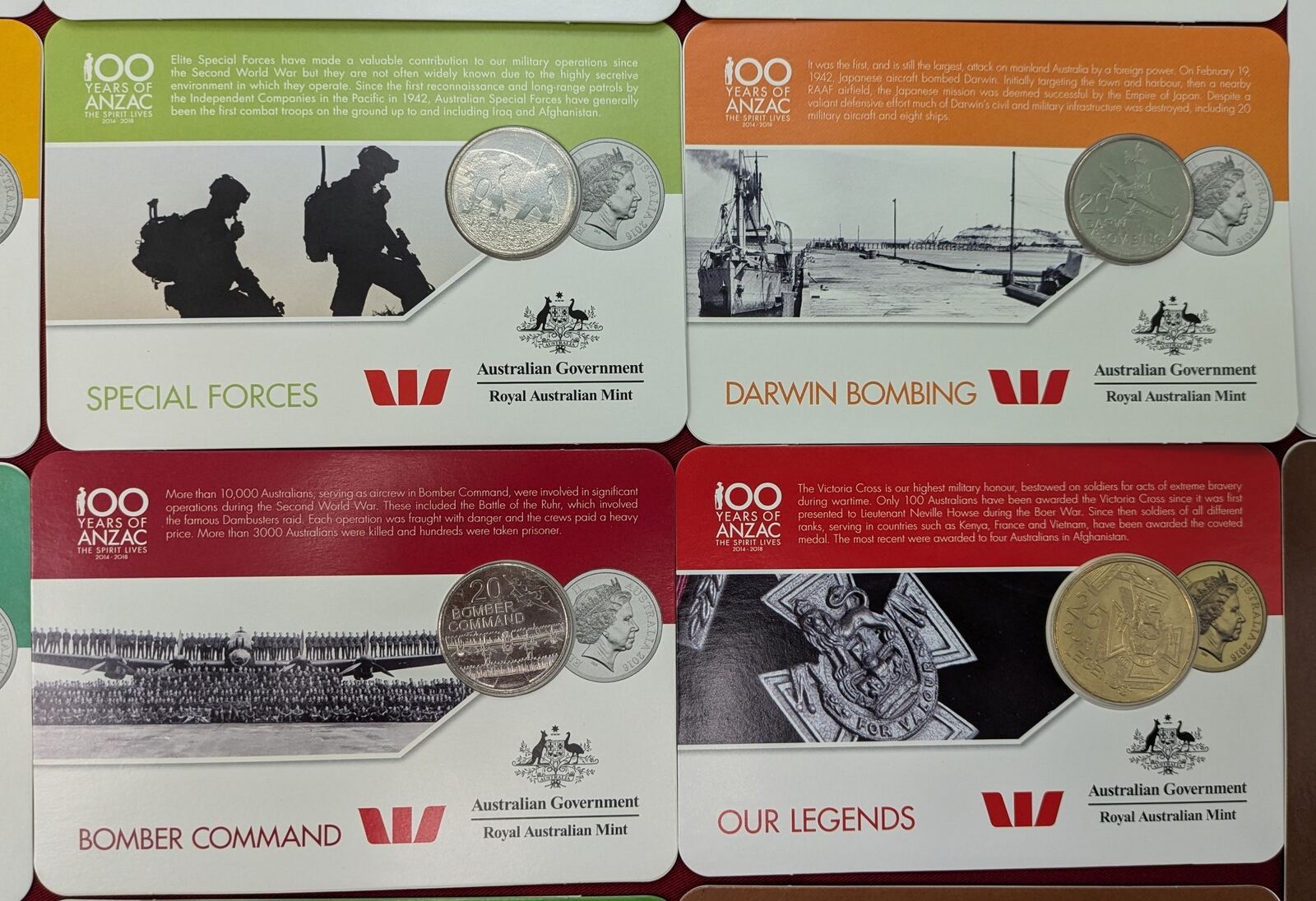 Australien 14 Coin Set 2016 ANZAC to Afghanistan BU with coincards ...