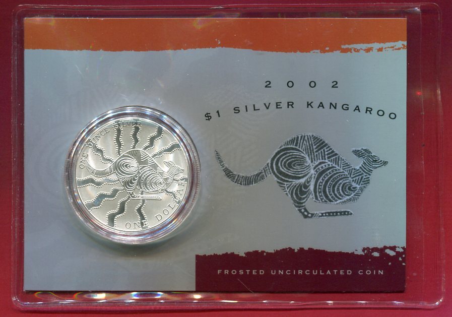 Australien 1 Dollar Silbermünze 2002 Känguru (1 oz) frosted BU in ...