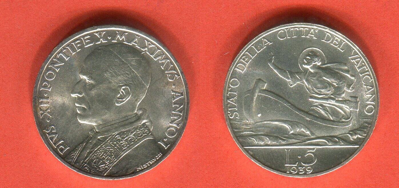 Vatikan Vatican 5 Lire 1939 Pius XII (1939-1958) Uncirulated Mintstate | MA-Shops