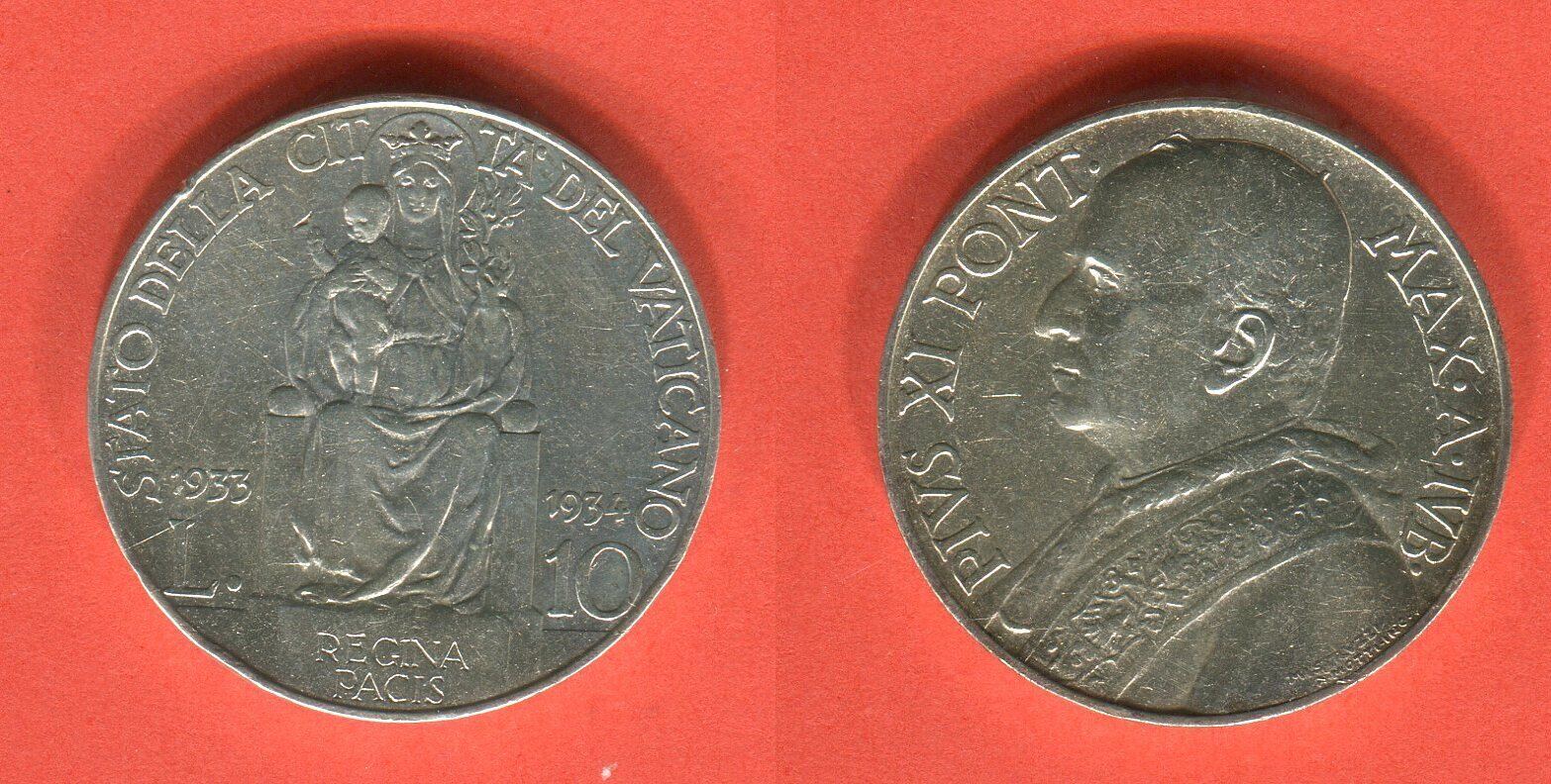 Vatikan Vatican 10 Lire 1933 1934 Pius XI USA EF AU | MA-Shops