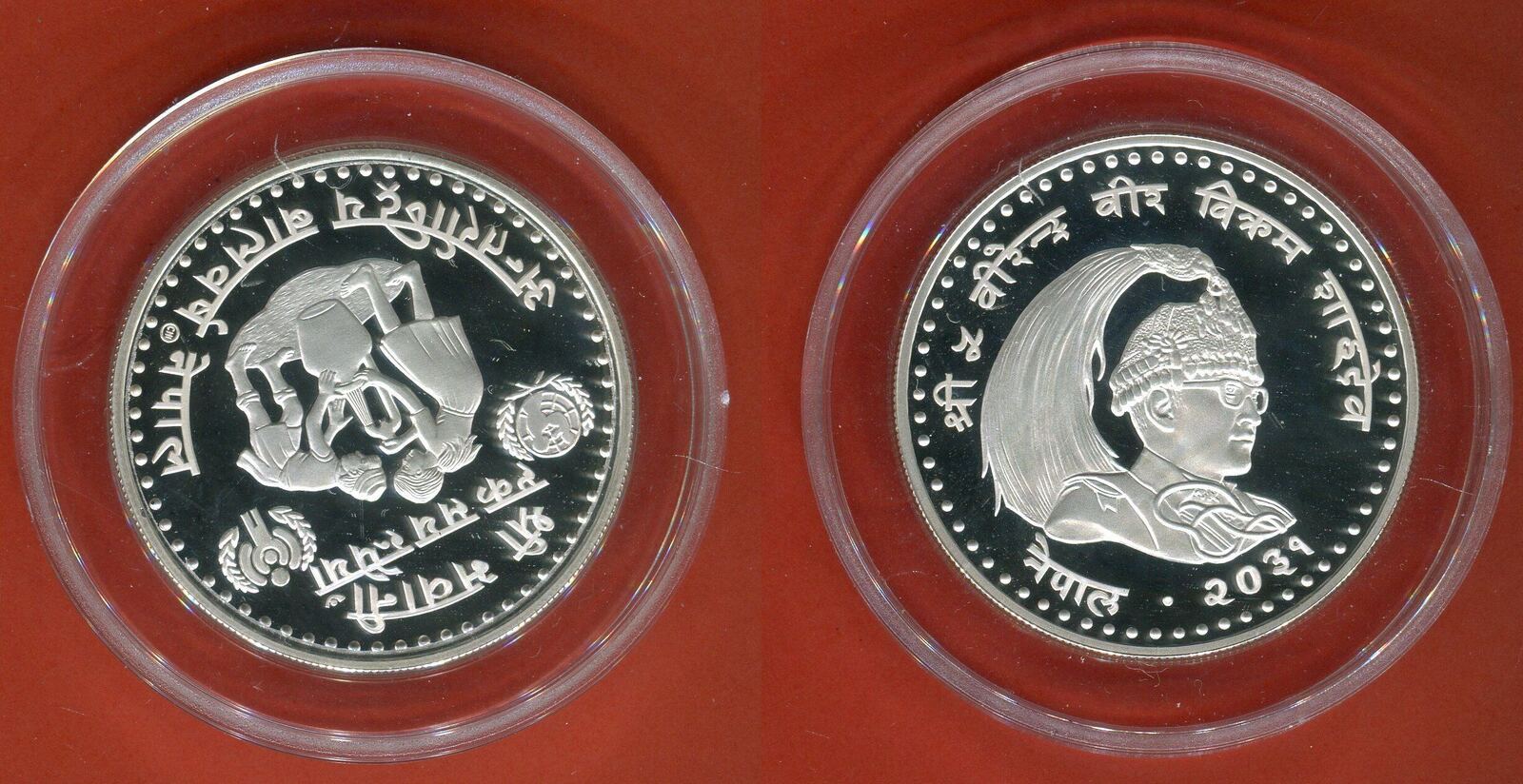 Nepal 100 Rupees Rupien Silber ( 1974 ) 2031 Internationales Jahr des ...