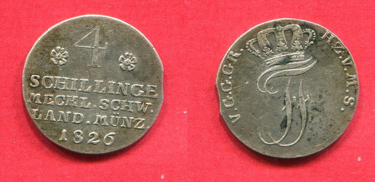 Mecklenburg Schwerin 4 Schillinge 1826 Frederick Francis I (Friedrich Franz I) (1815-1837) USA ...