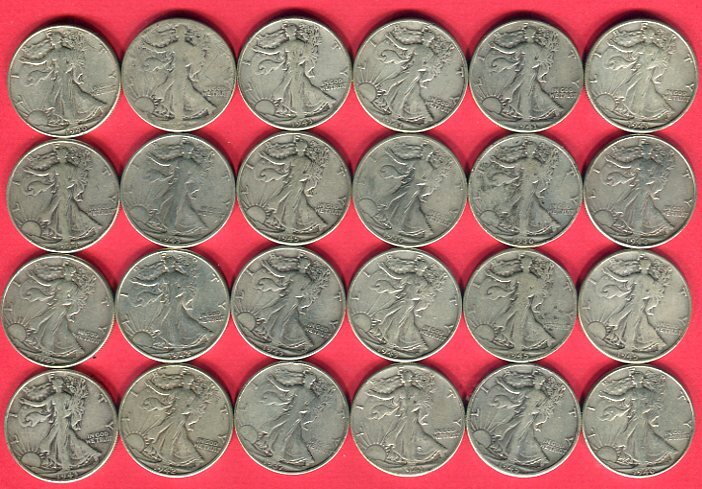 USA, United States of Amerika Lot 24 x 1/2 Dollar Silber diverse Jahre ...