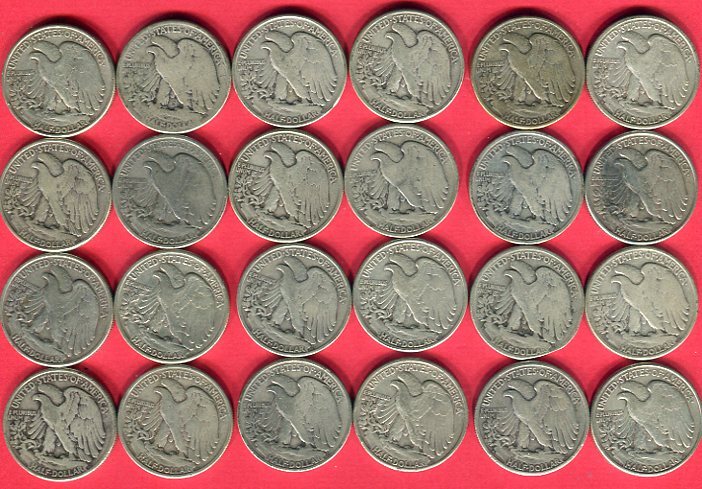 USA, United States of Amerika Lot 24 x 1/2 Dollar Silber diverse Jahre ...