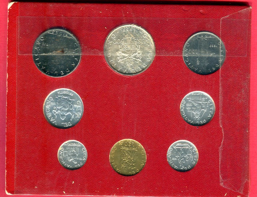 Vatikan Vatican Kursmünzensatz 1 - 500 Lire KMS 1959 1 Lire bis 500 ...