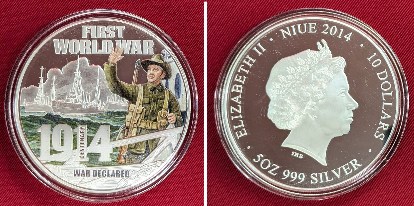 Niue 10 Dollar Silbermünze mit Farbapplikation 2017 First World War ...