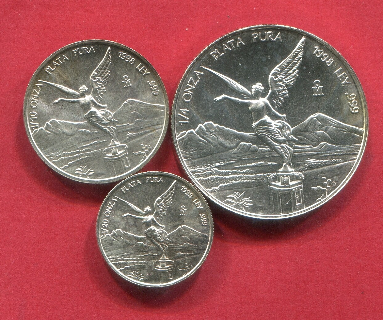 Mexiko 1, 1/2, 1/4, 1/10, 1/20 Onza 1998 Libertad 5 Münzen Set unc ...