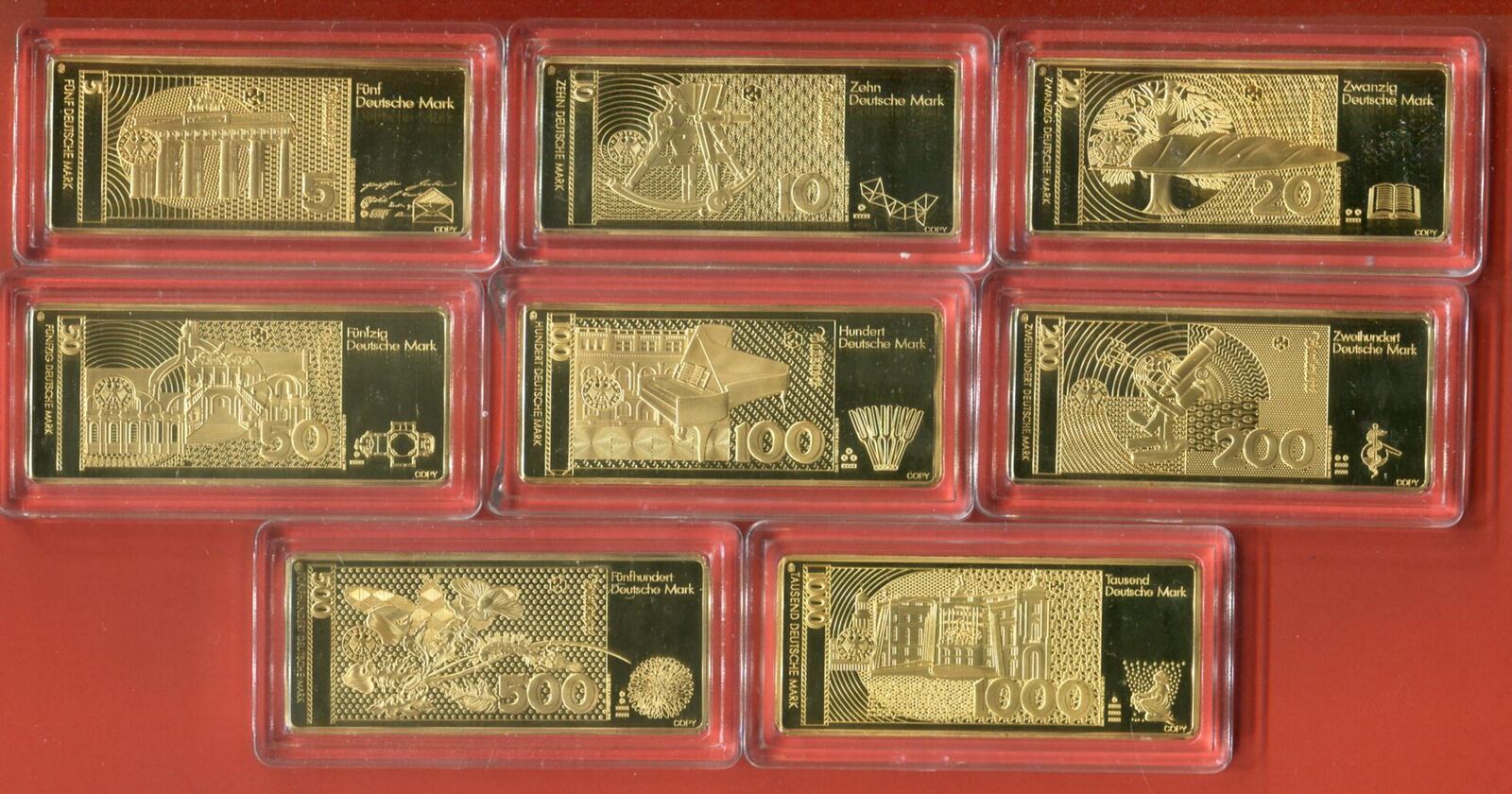 Bundesrepublik Deutschland, FRG, Germany 8 x DM-Banknoten Barren Cu ...