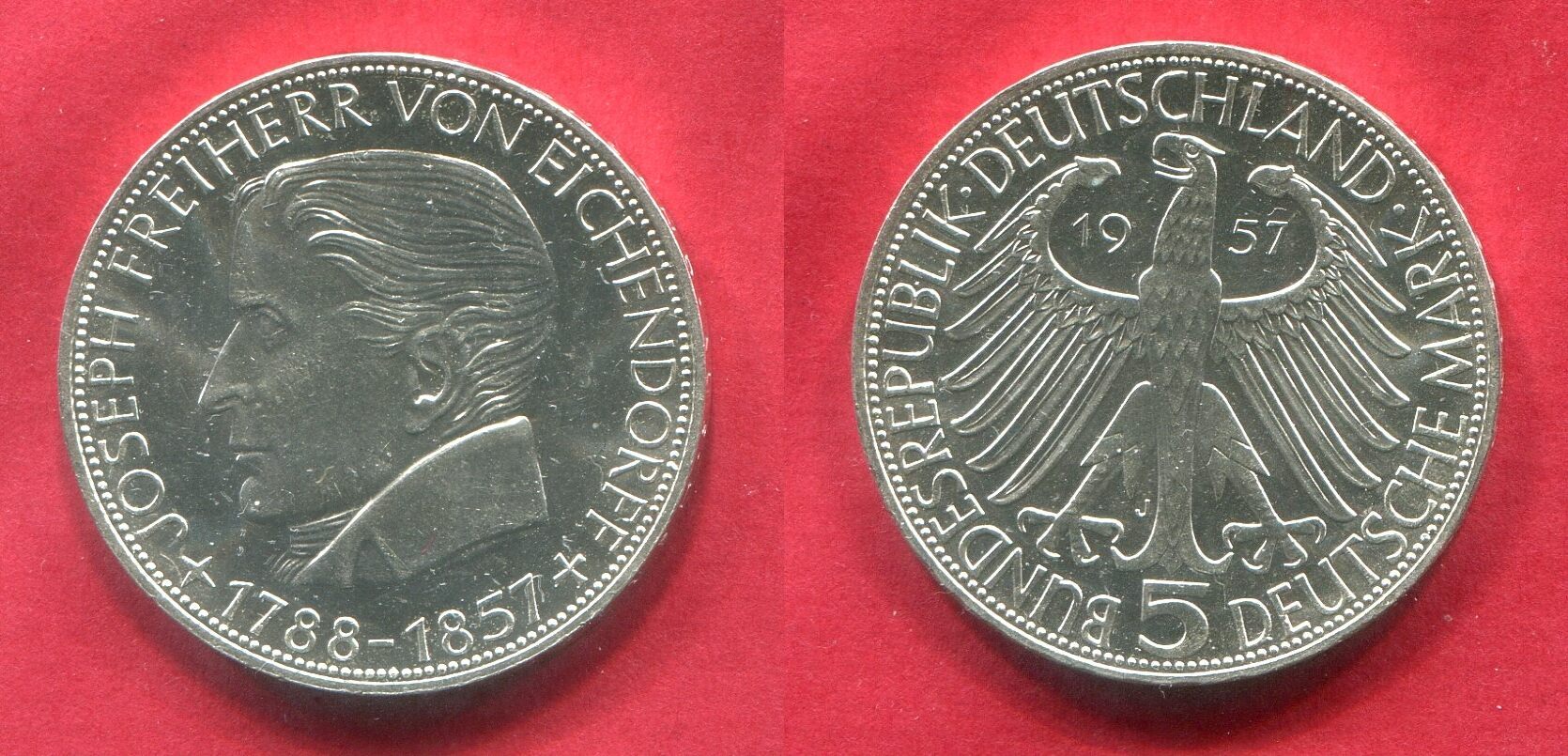 Bundesrepublik Deutschland 5 DM Gedenkmünze Commemorative Coin 1957 100 ...