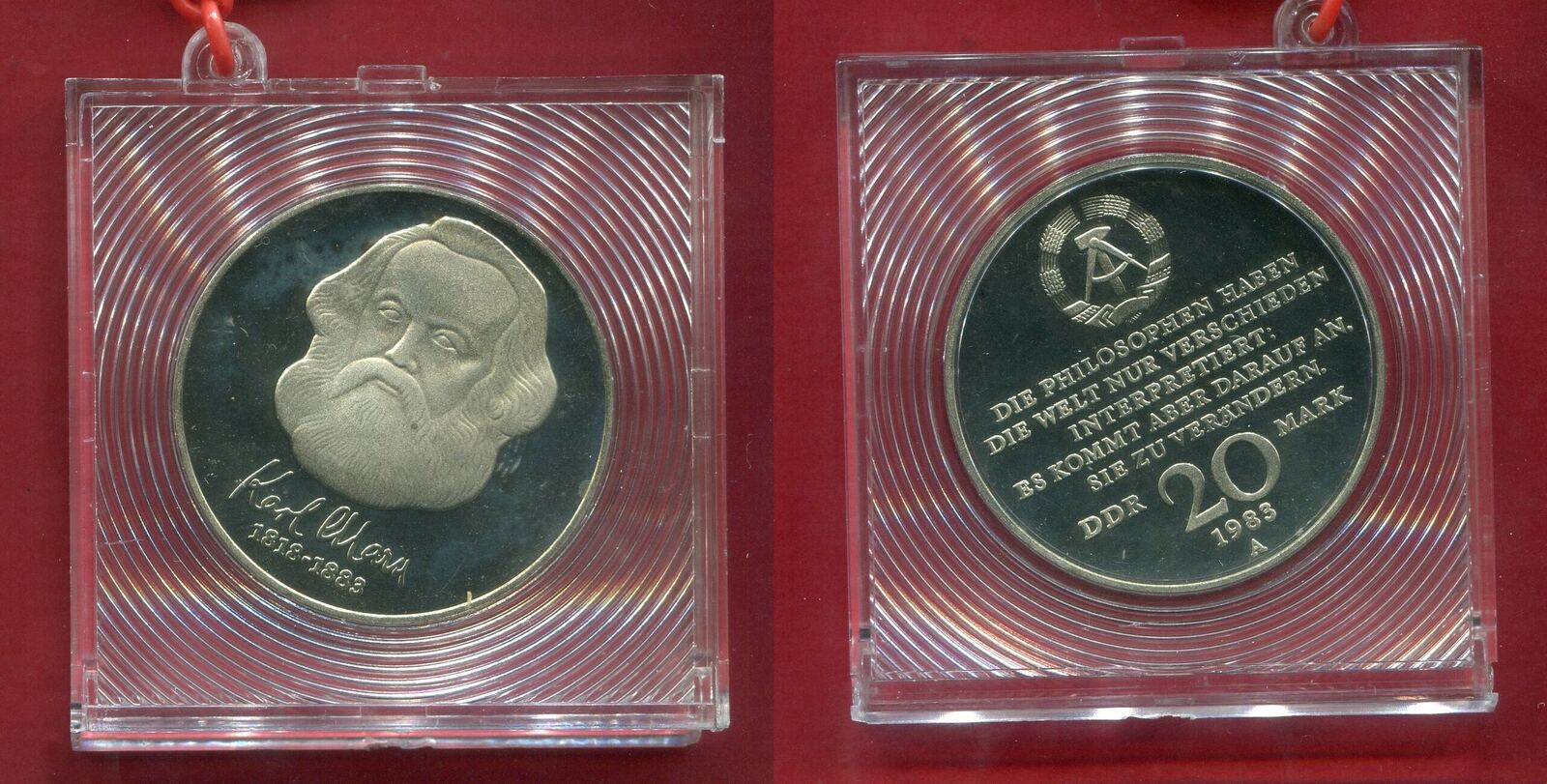 Eastern Germany DDR GDR 20 Mark Cu/Ni Gedenkmünze 1983 Karl Marx proof ...