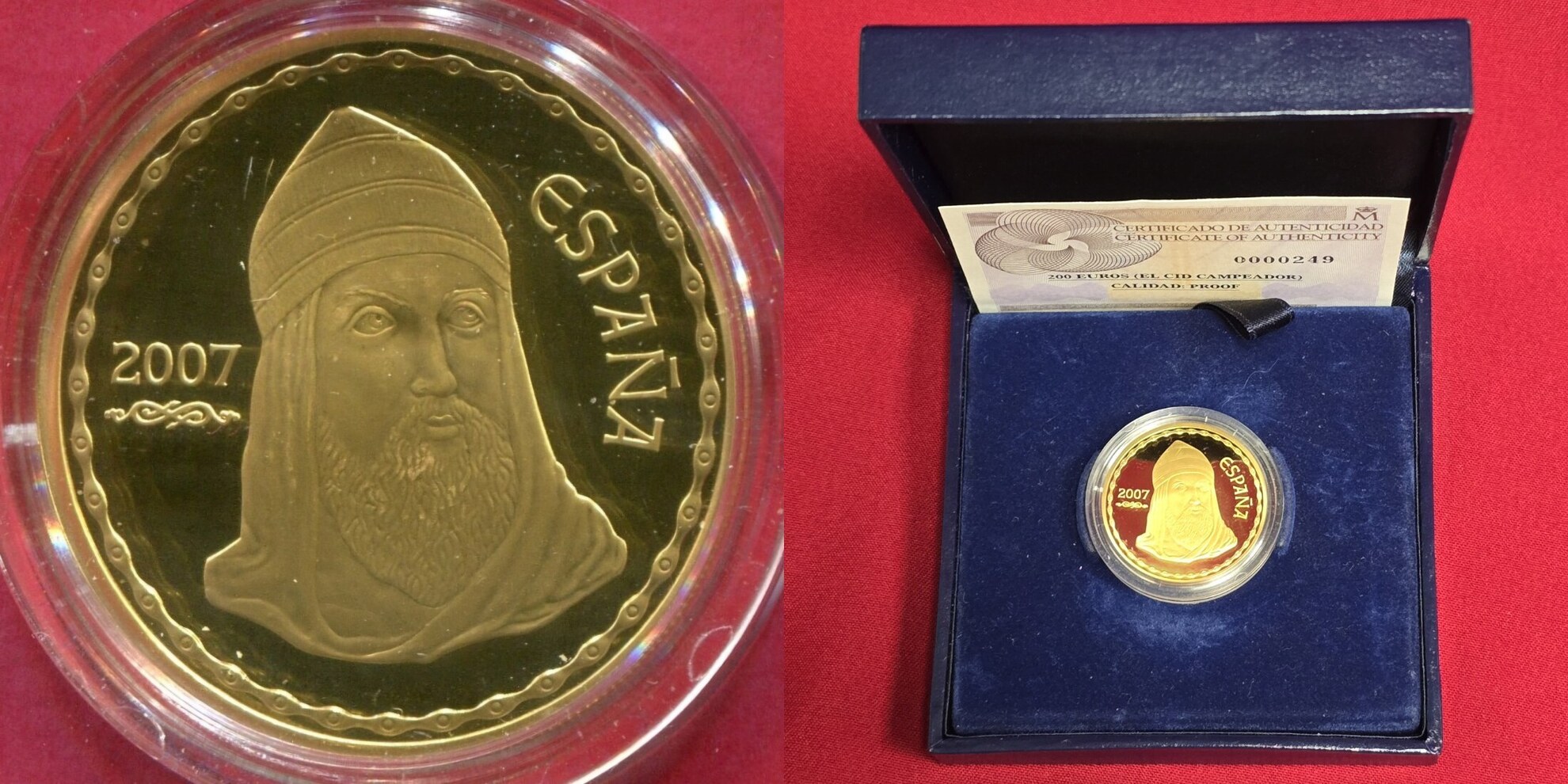 Spanien Spain 200 Euro Gold 2007 El CID E Babieca Del Cantar De Mio Cid ...