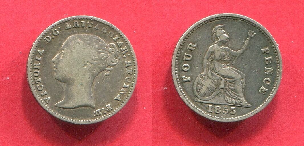 England Great Britain Großbritannien 4 Four Pence Penny Groat 1855 ...