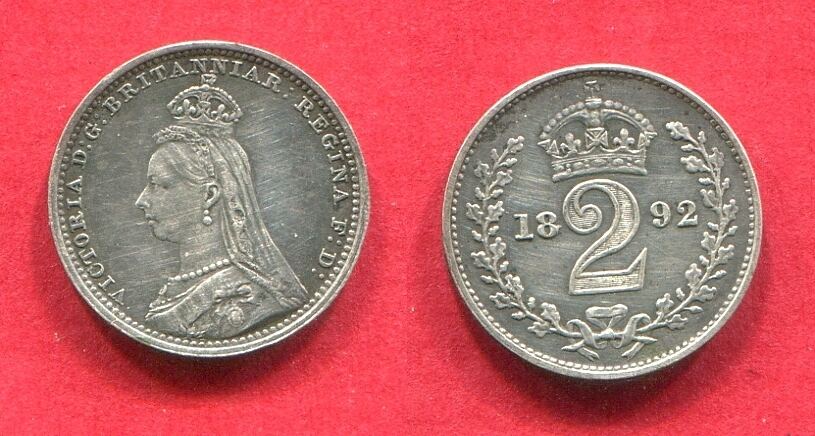 England Great Britain Großbritannien 2 Penny Pence Silber 1892 Queen ...