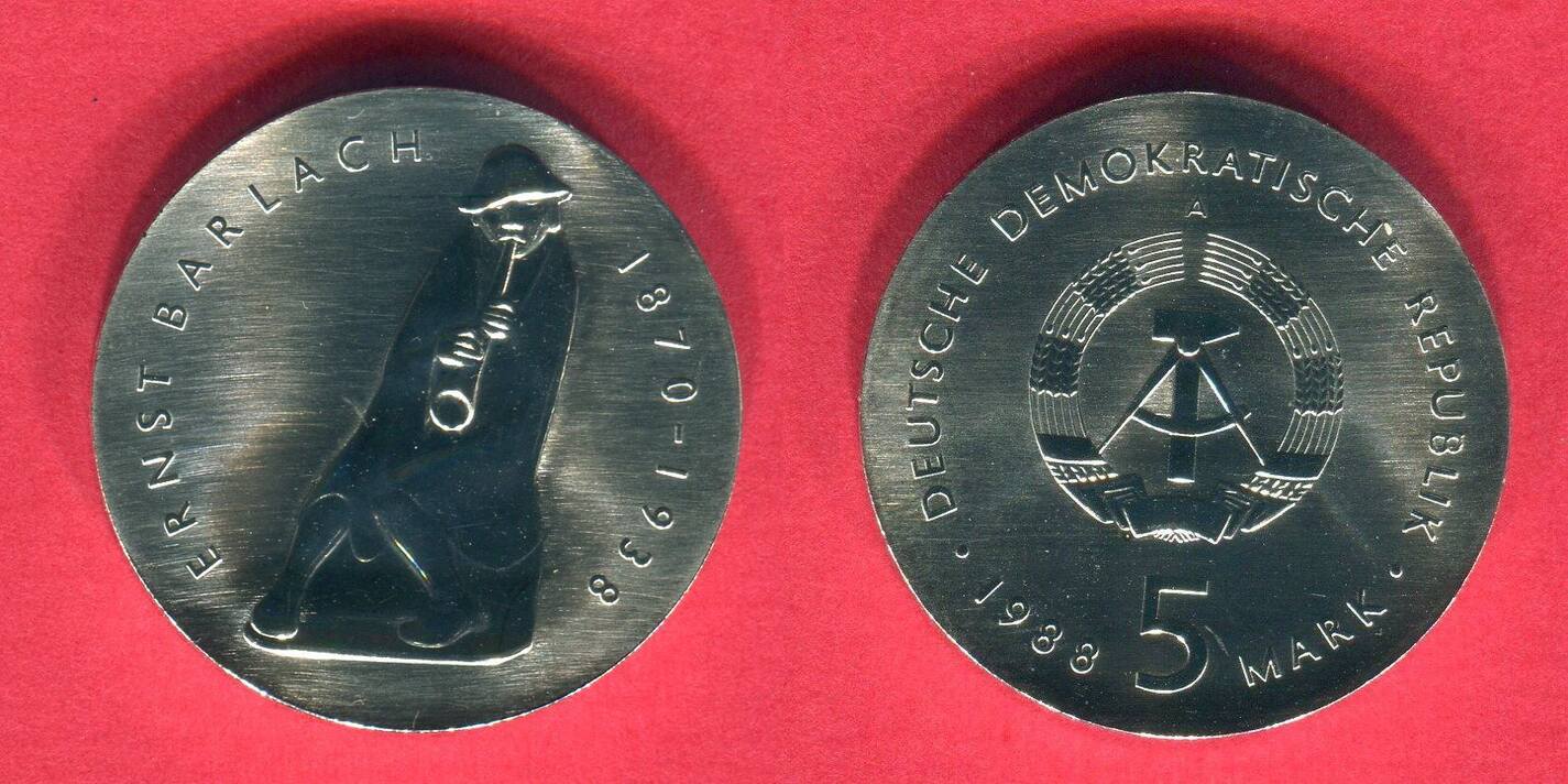 DDR 5 Mark Cu/Ni Neusilber 1988 Ernst Barlach 1870 - 1938 Unc | MA-Shops