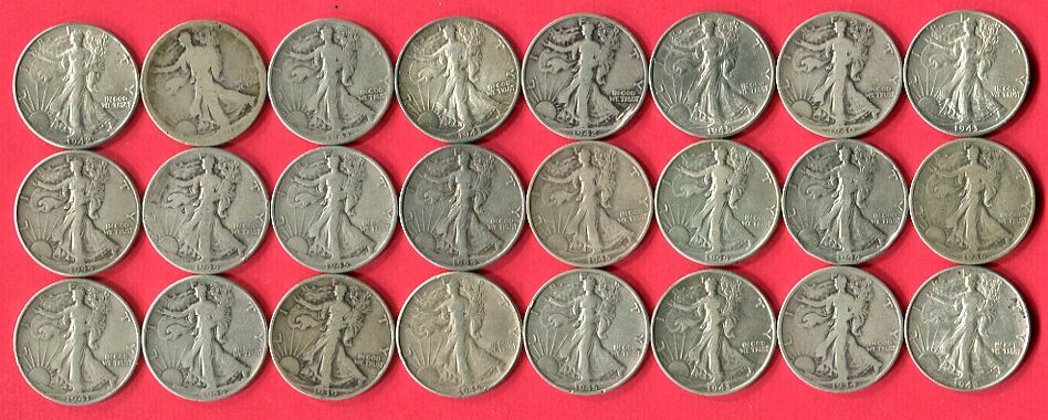 USA, United States of Amerika Lot 24 x 1/2 Dollar Silber diverse Jahre ...