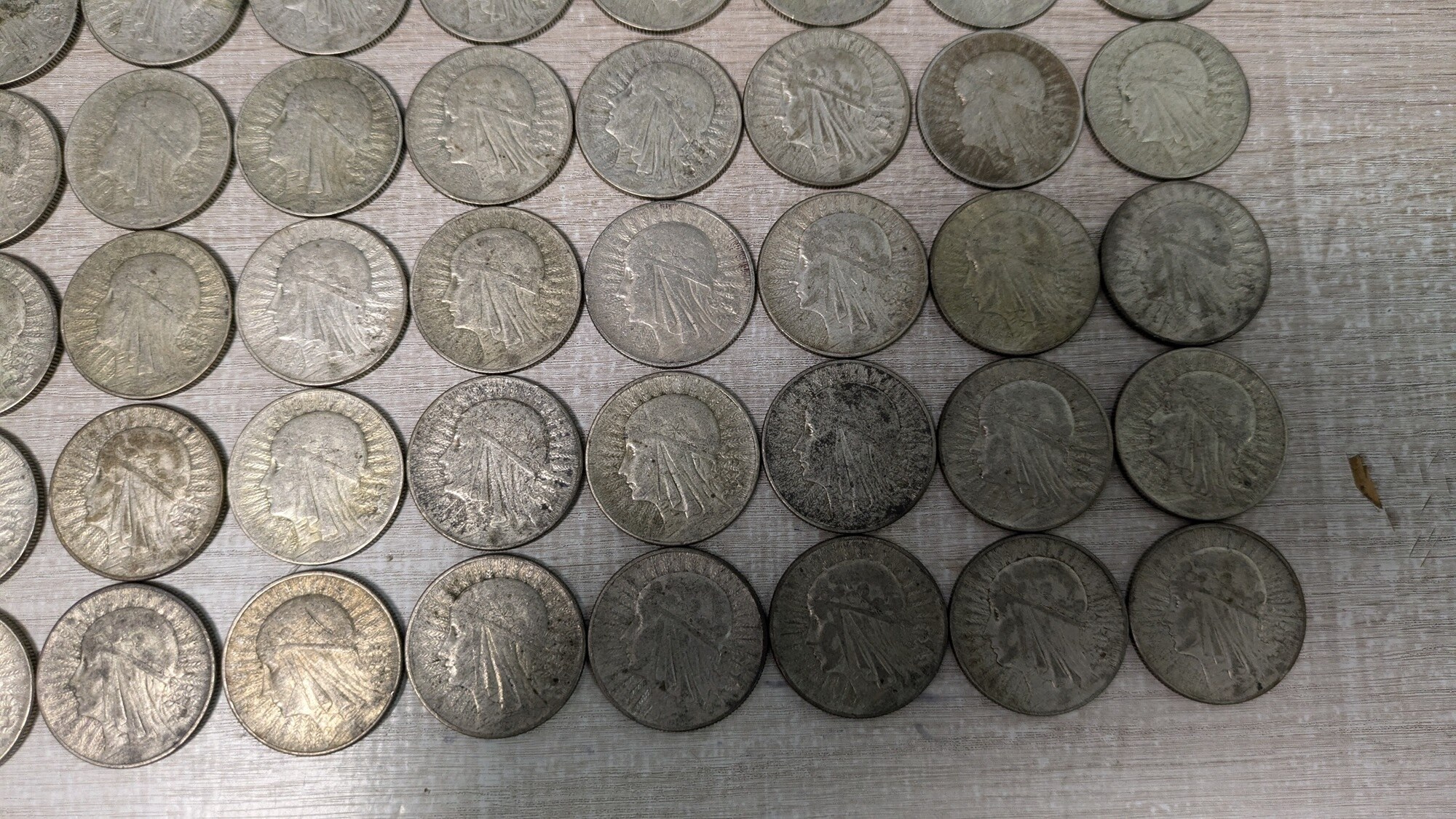 Polen 60 x 5 Zloty Silber 1932, 1933, 1934 Jadwiga Frauenkopf Konvolut - 654 Gramm USA about vf ...