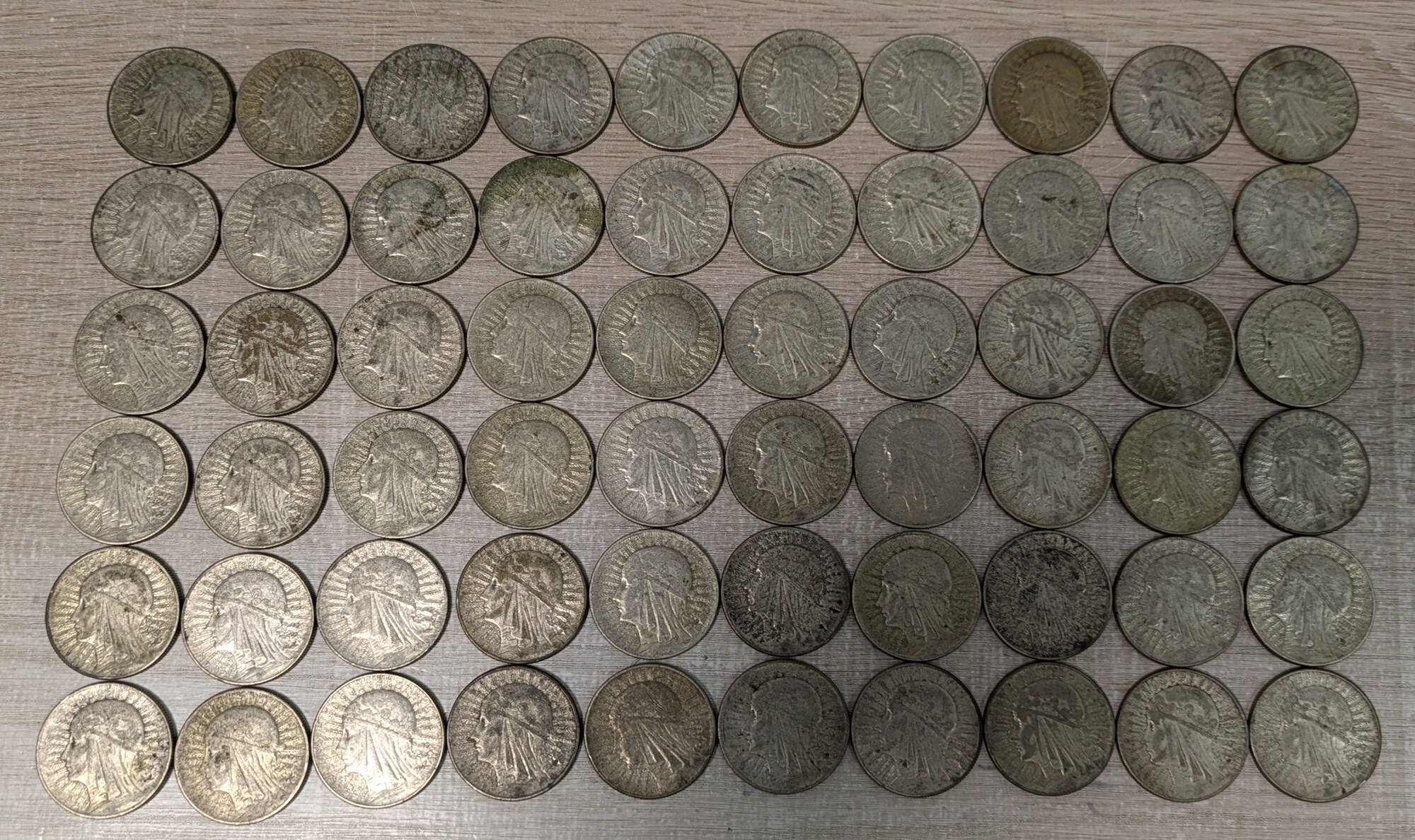 Polen 60 x 5 Zloty Silber 1932, 1933, 1934 Jadwiga Frauenkopf Konvolut - 654 Gramm USA about vf ...