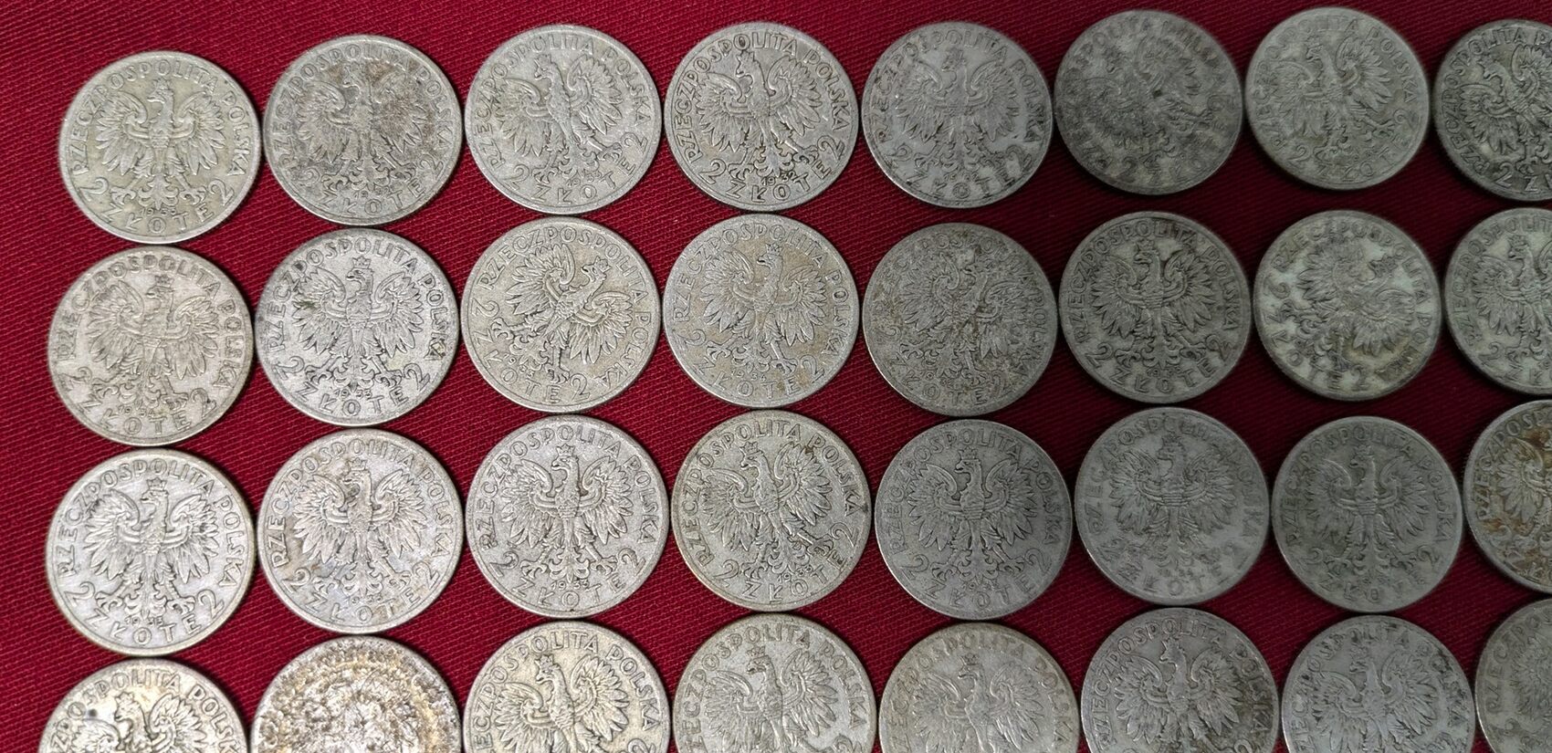 Polen 50 x 2 Zloty Silber 1932, 1933, 1934 Jadwiga Frauenkopf Konvolut - 216 Gramm Rauhgewicht ...