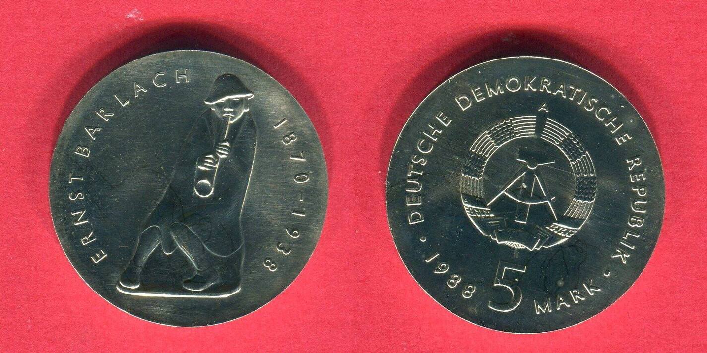 DDR 5 Mark Cu/Ni Neusilber 1988 Ernst Barlach 1870 - 1938 Unc | MA-Shops