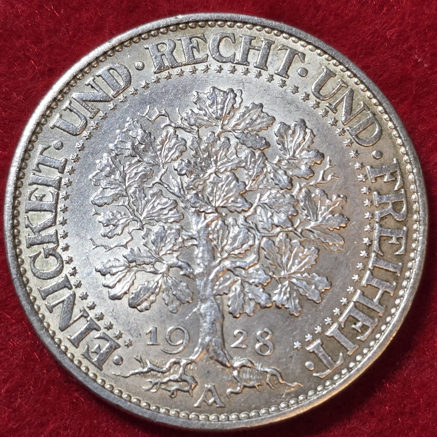 Weimarer Republik Deutsches Reich 5 Mark 1928 A Eichbaum Kursmünze Oak ...