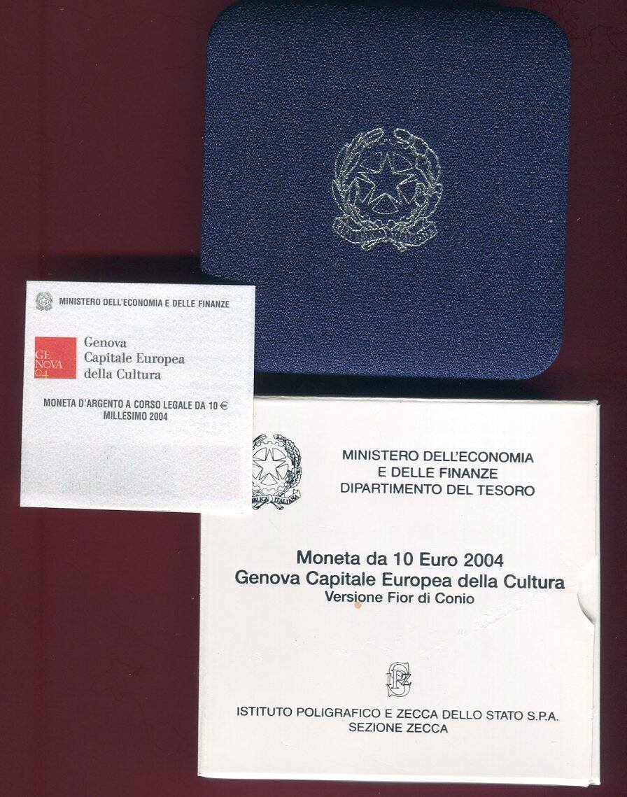 Italien 10 Euro Silbermünze Genua - Kulturhauptstadt 2004 proof in ...