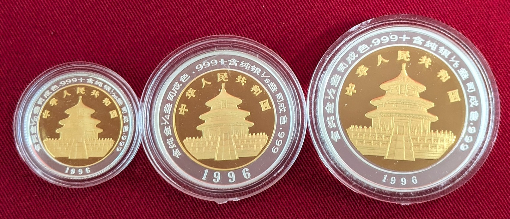 China, Volksrepublik Bimetall Bimetallic Coins Münzen Satz Gold Silber ...