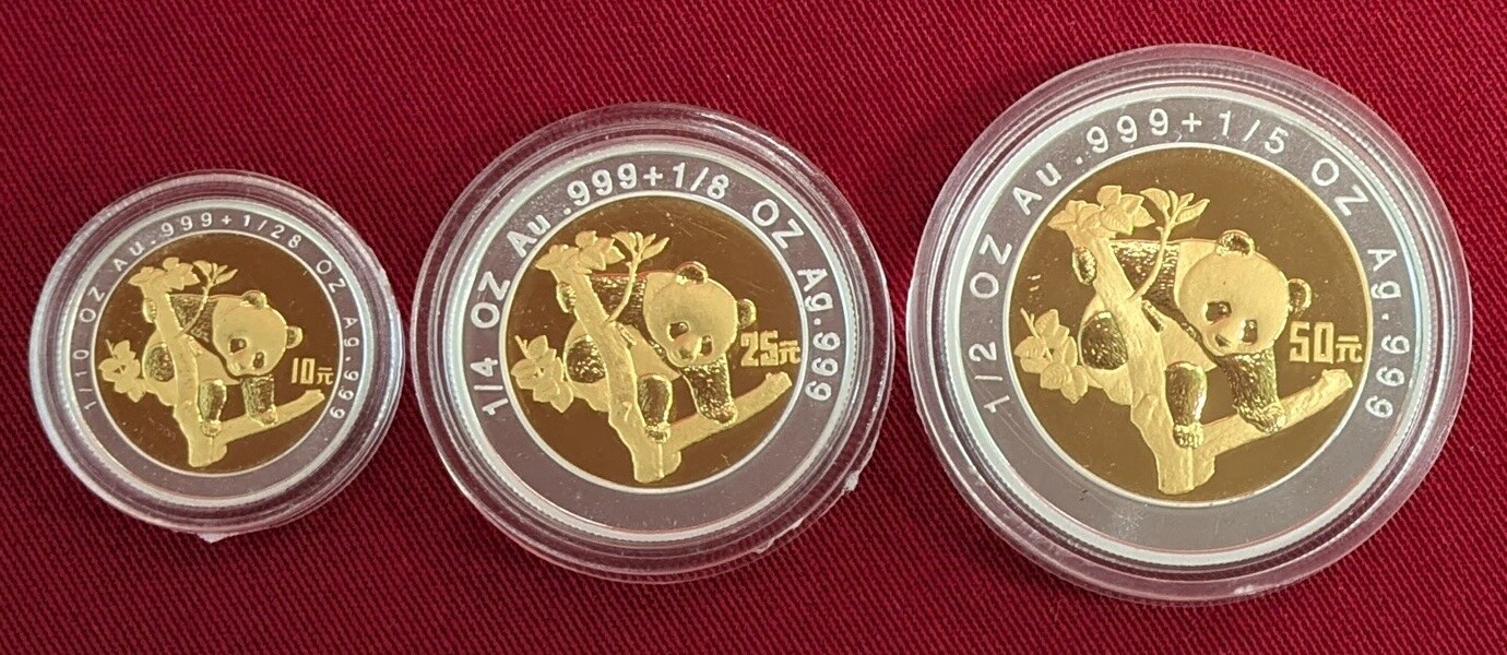China, Volksrepublik Bimetall Bimetallic Coins Münzen Satz Gold Silber ...