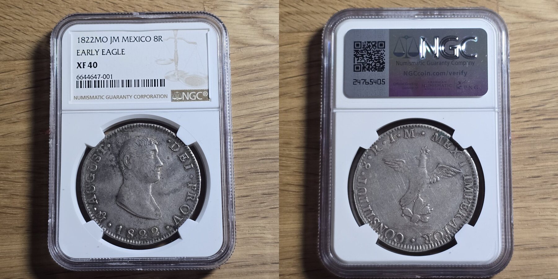 Mexico 8 Reales 1822 MO JM Augustin I Iturbide NGC Certuified XF 40 ...