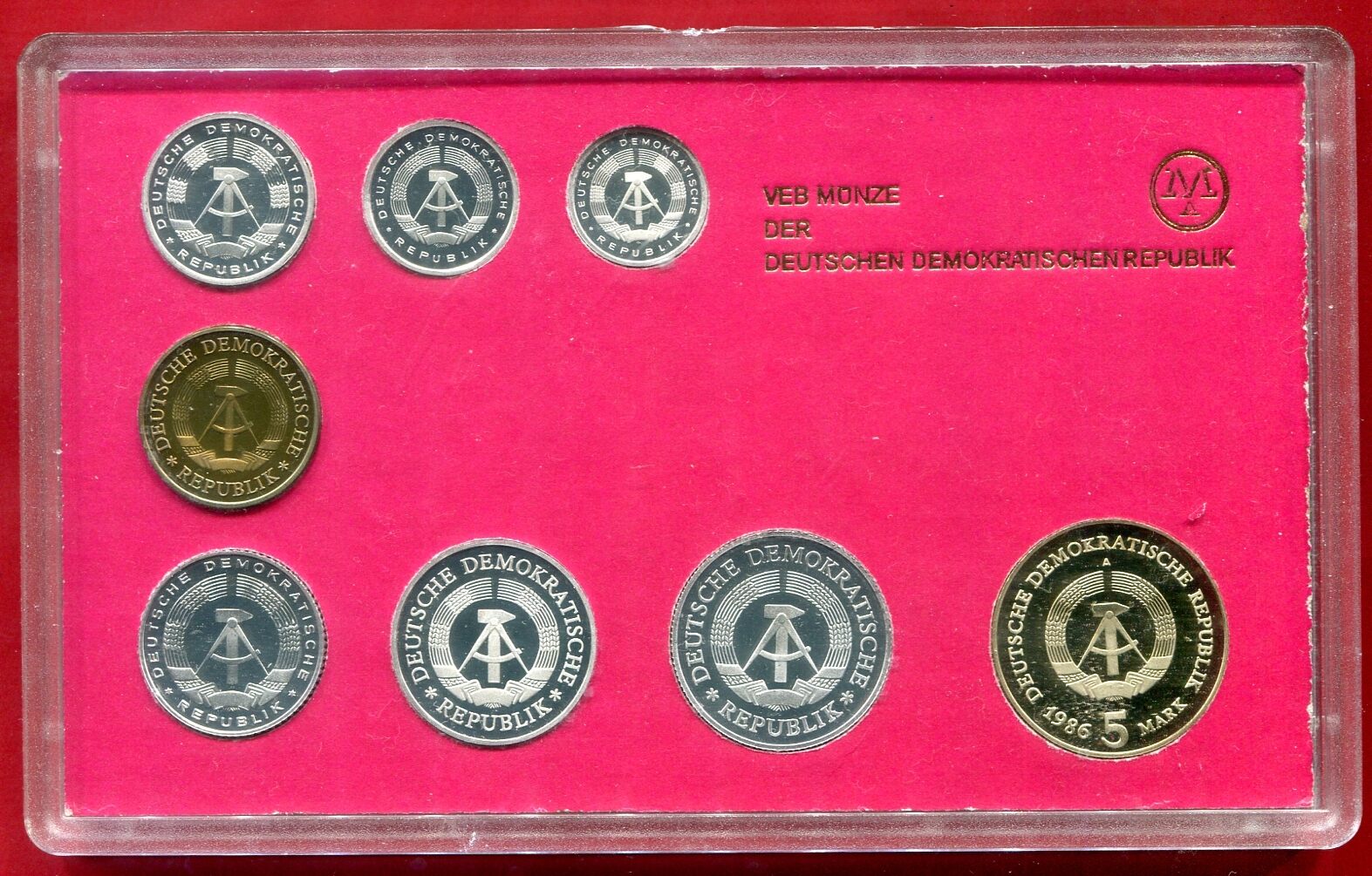 Eastern Germany DDR GDR 8,86 Mark Kursmünzensatz KMS Circulation Coin ...