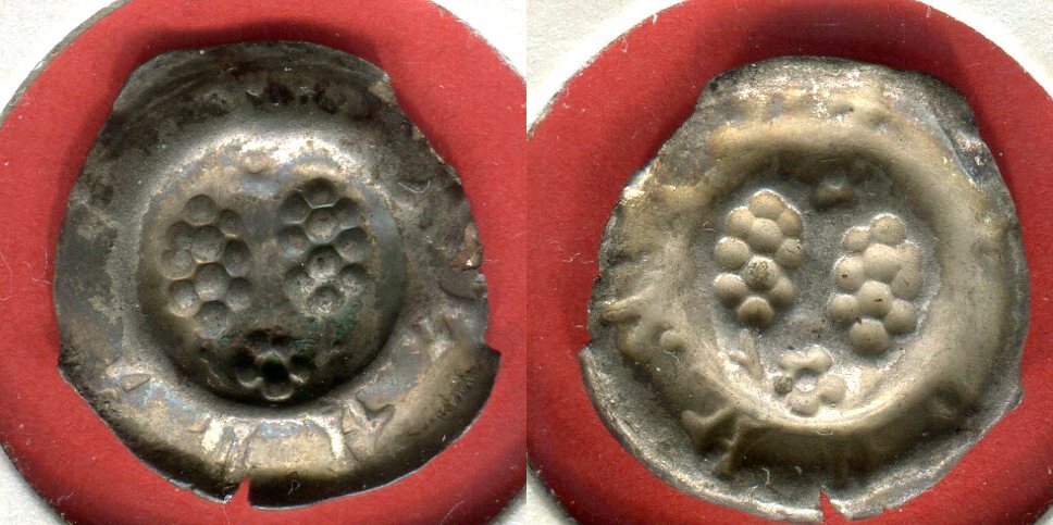 Stadt Jena Hohlpfennig ca. 1444 2 Trauben zwischen 2 Rosetten vf-xf ...